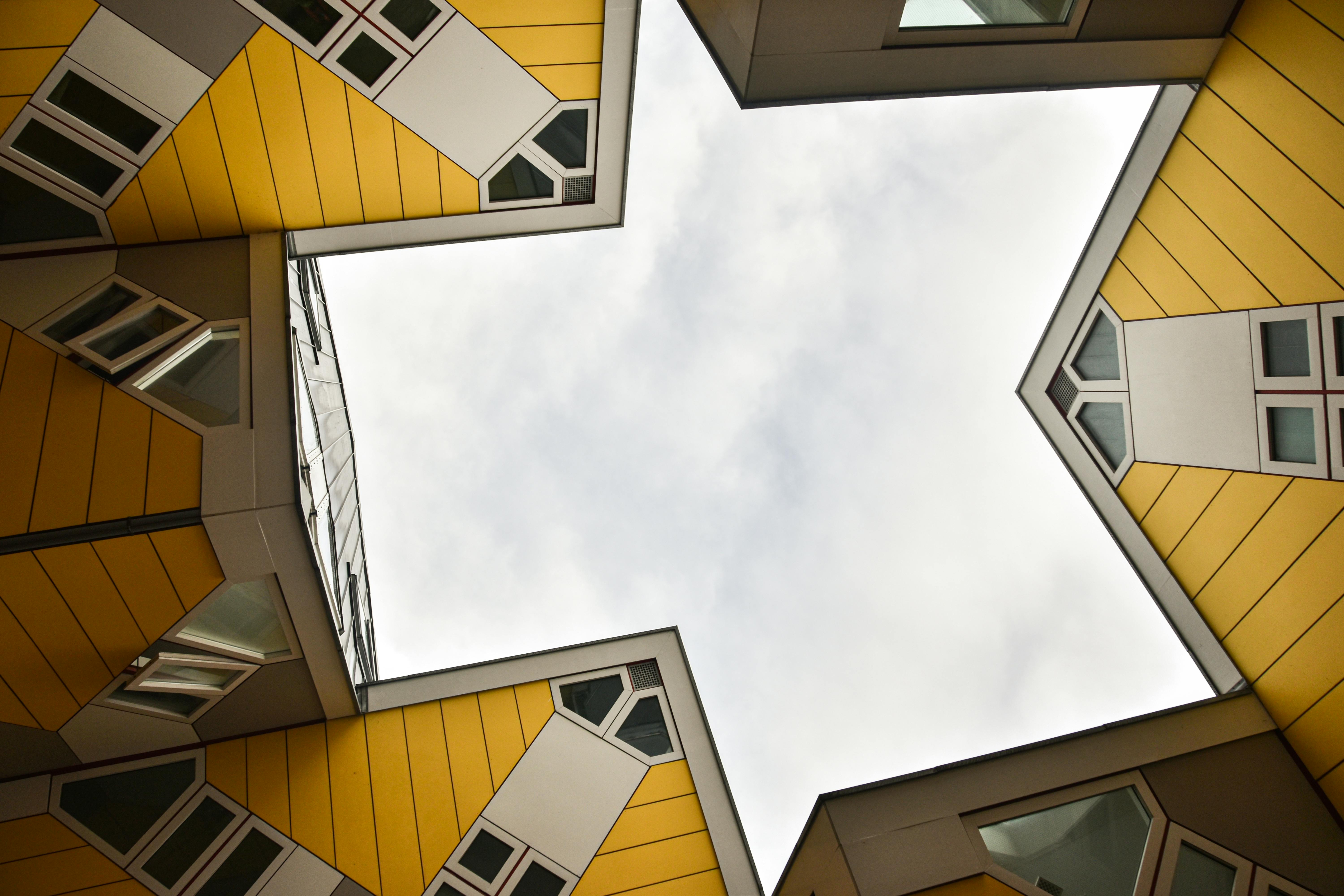 Modern Yellow Cube Architecture Perspective · Free Stock Photo