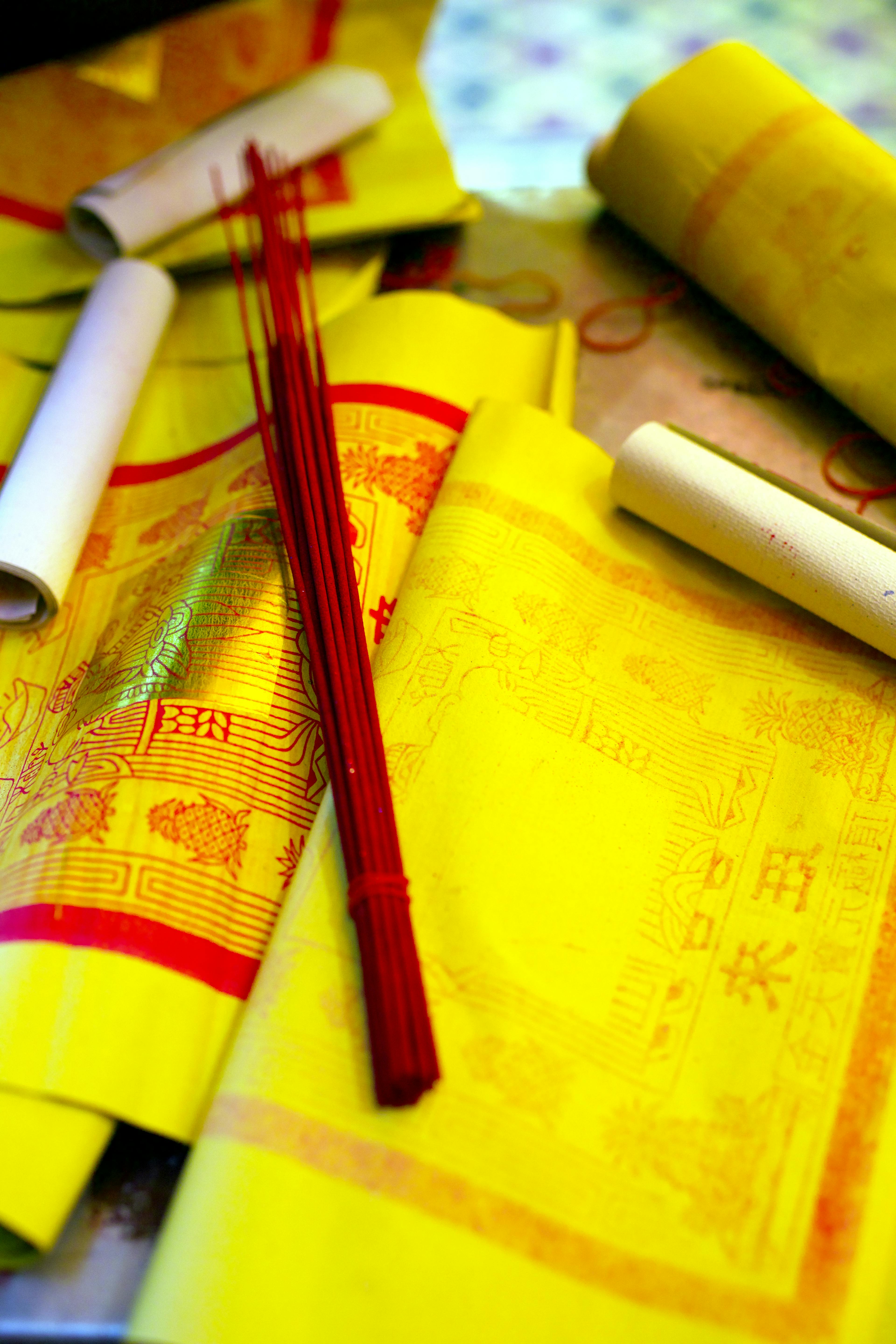 Traditional Chinese Ritual Papers and Incense · Free Stock Photo