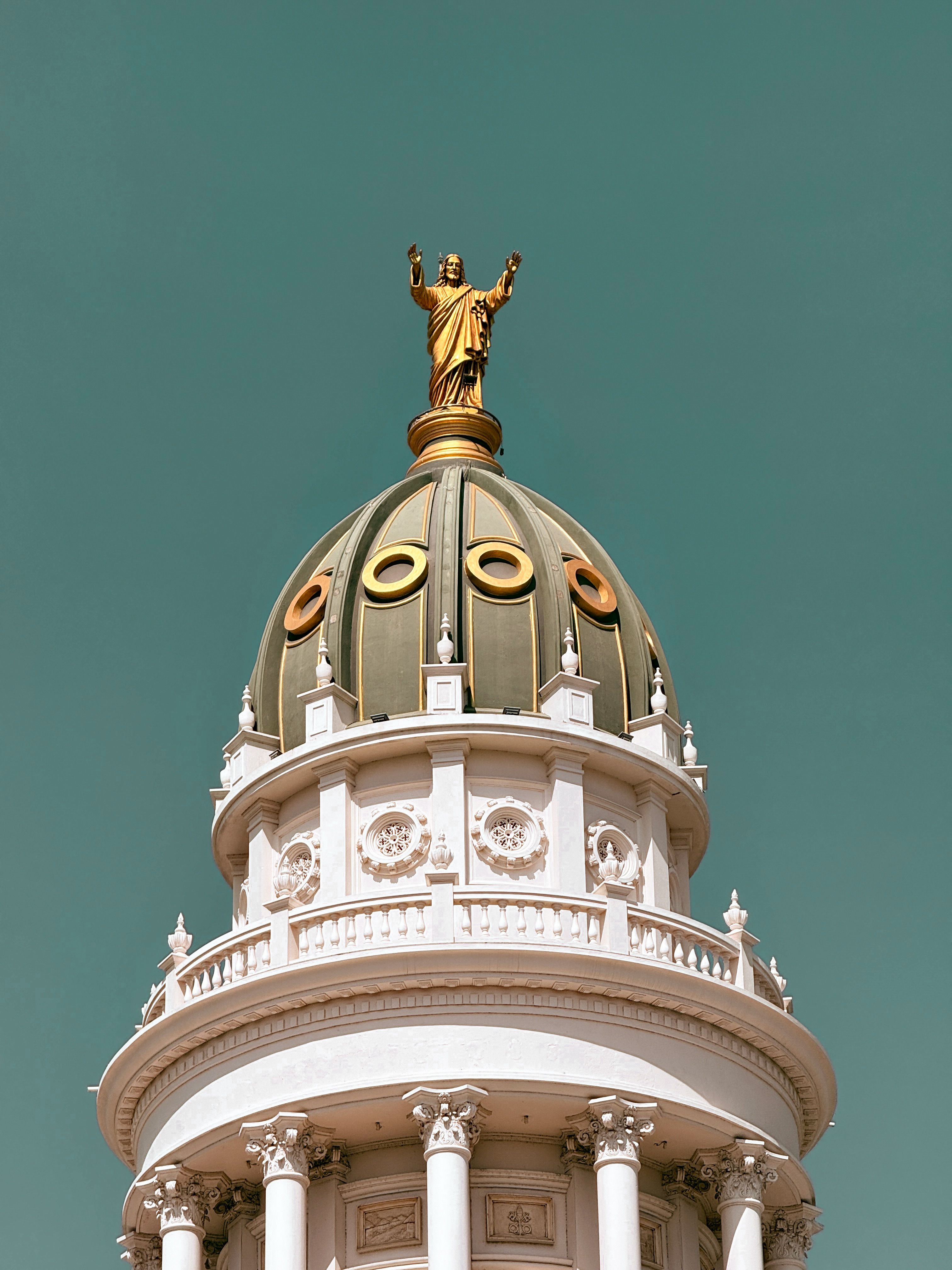 Majestic Church Dome with Jesus Statue · Free Stock Photo