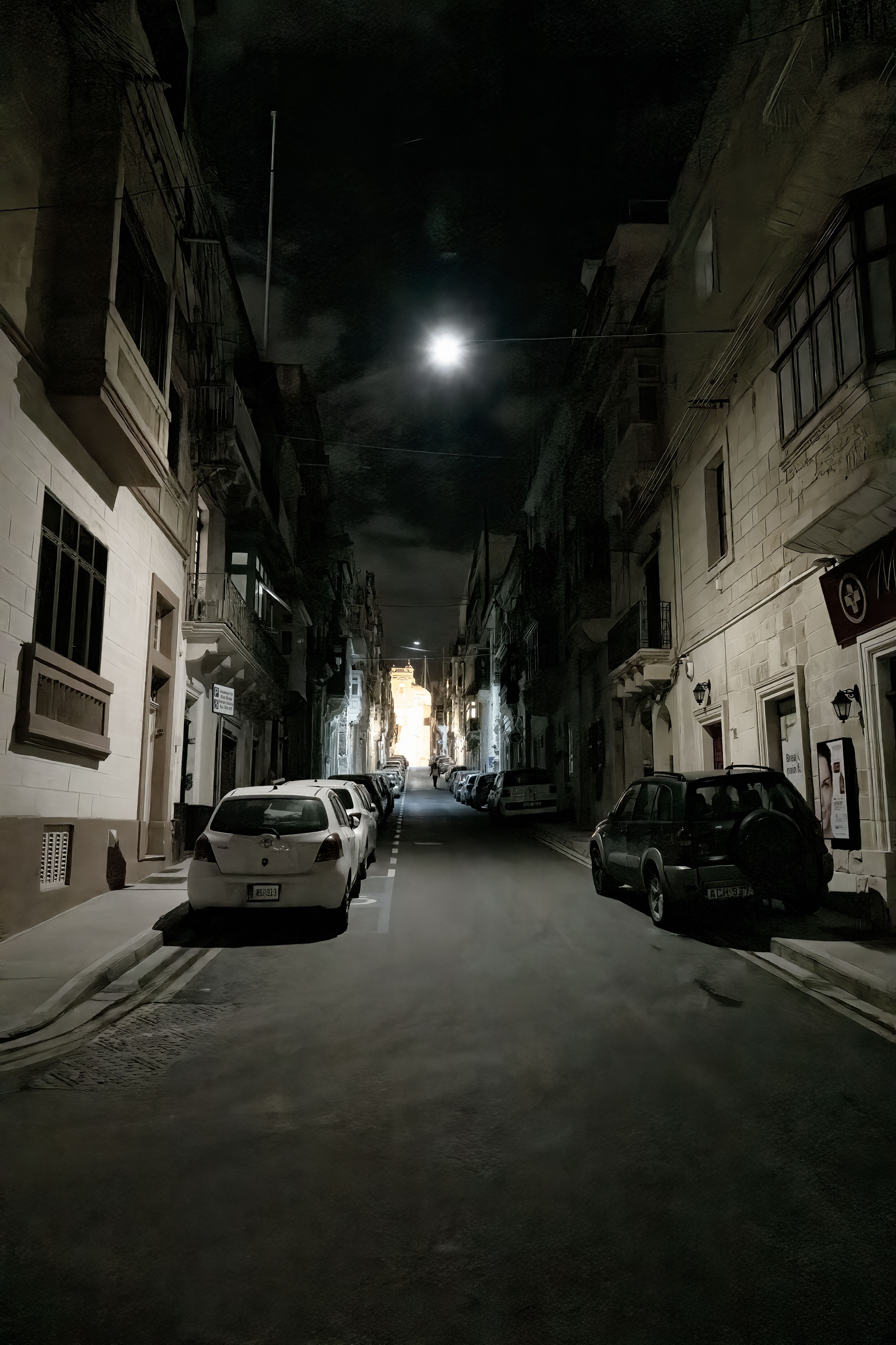 Maltese Night Street Scene with Moonlight Glow · Free Stock Photo