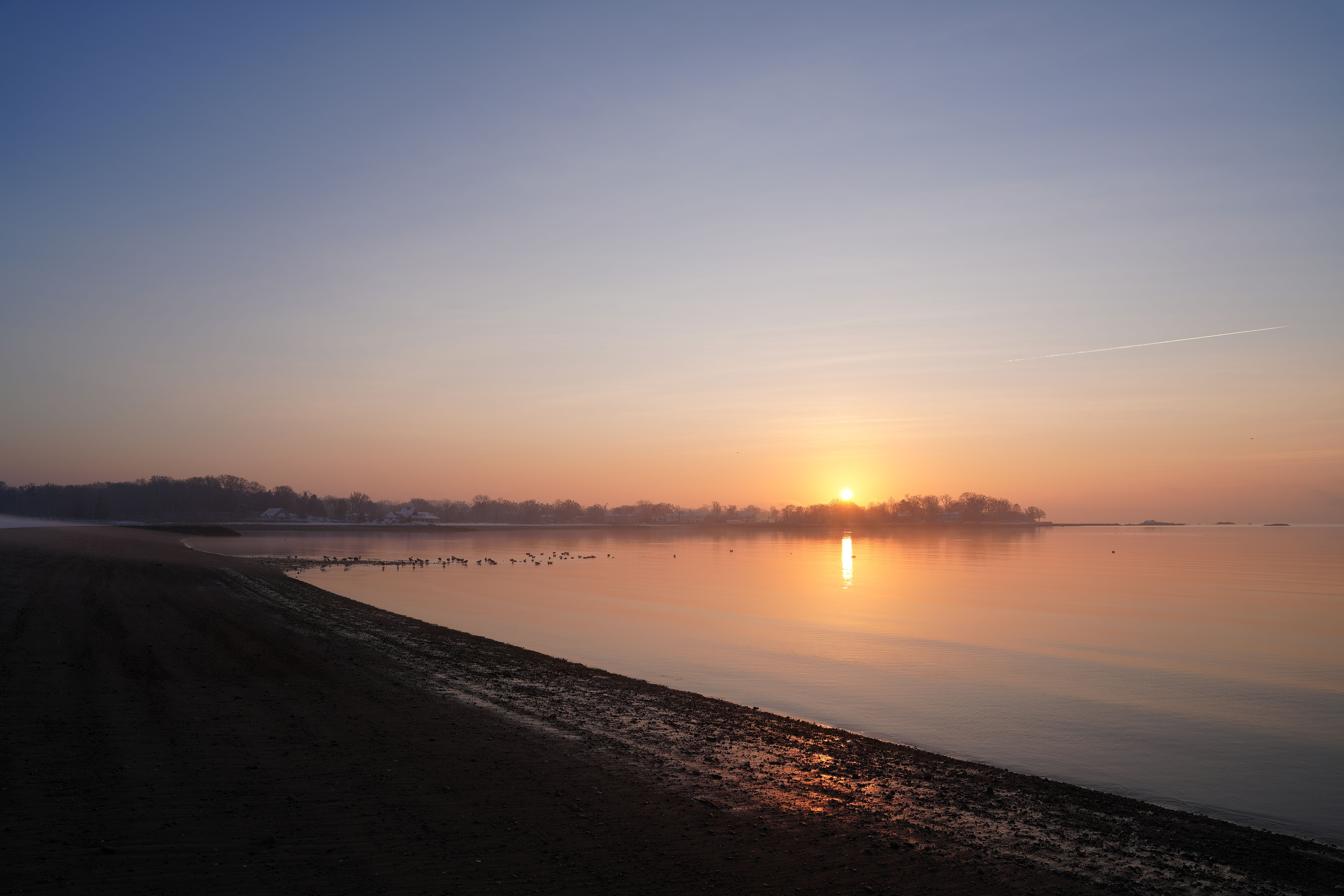 Tranquil Winter Sunrise at Stamford Shoreline · Free Stock Photo
