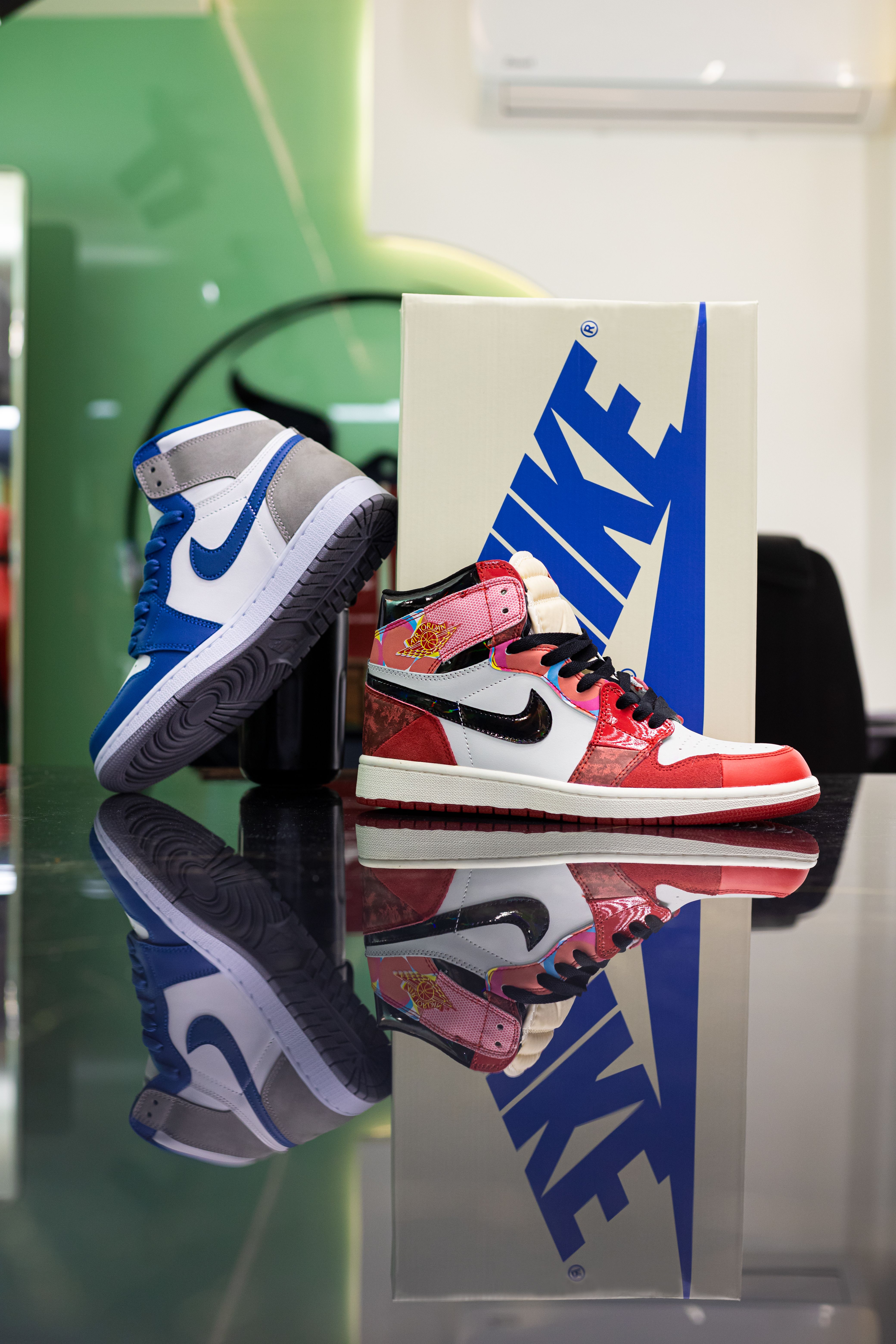 Colorful Nike Sneakers Reflected Indoors · Free Stock Photo