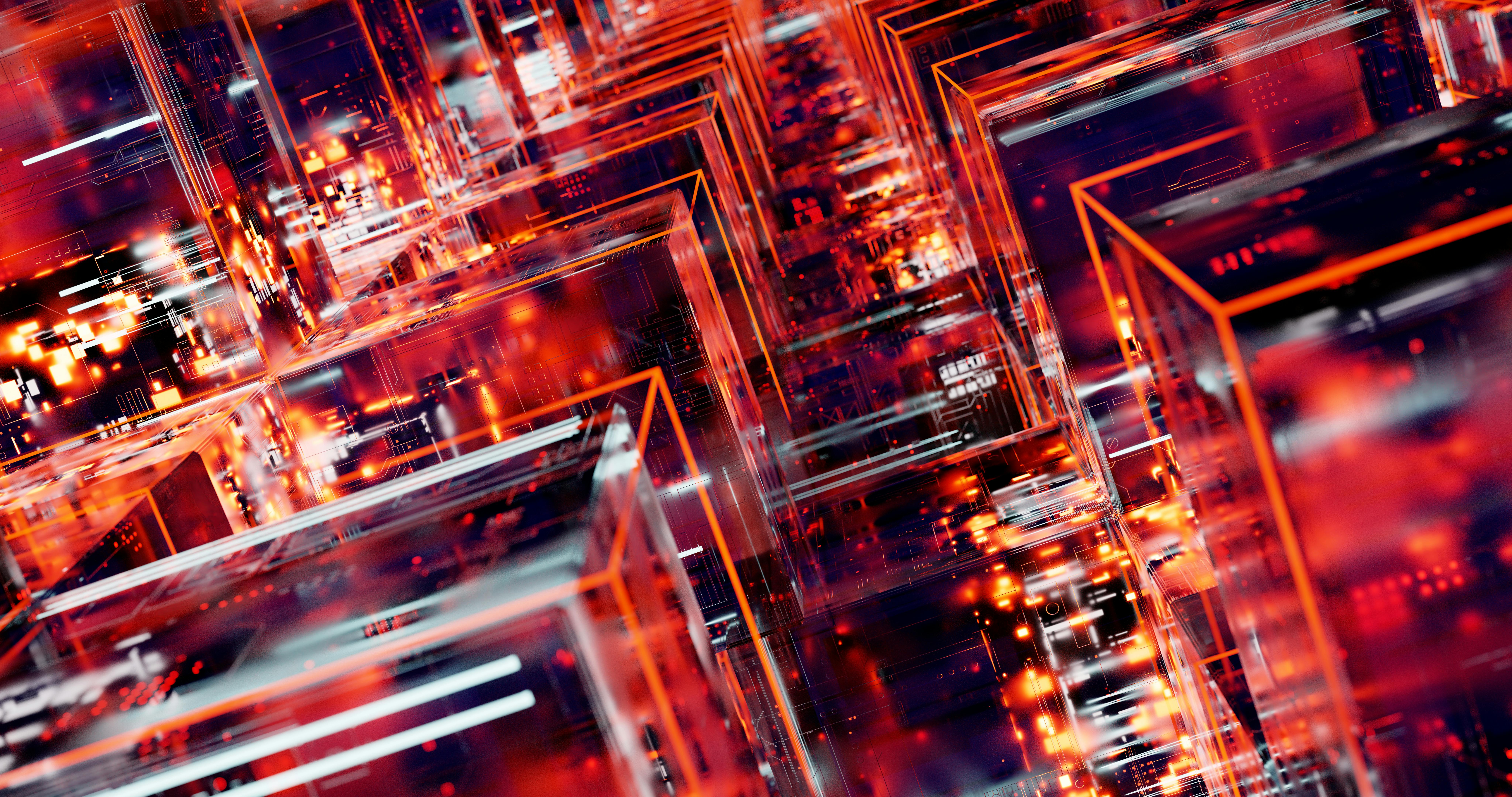 Abstract Digital Blocks with LED Light Effects · Free Stock Photo