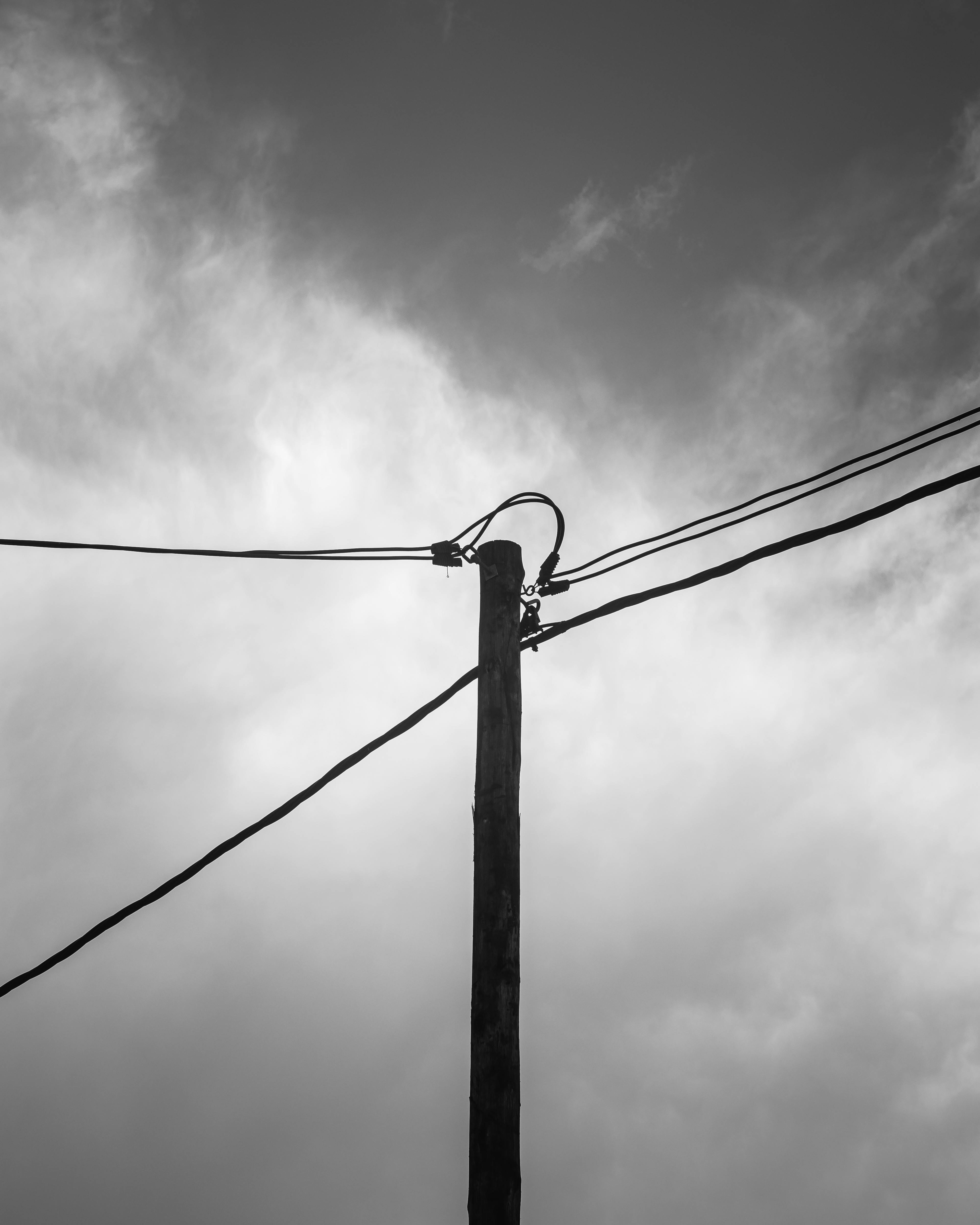 Dramatic Black and White Power Lines in Namibia · Free Stock Photo