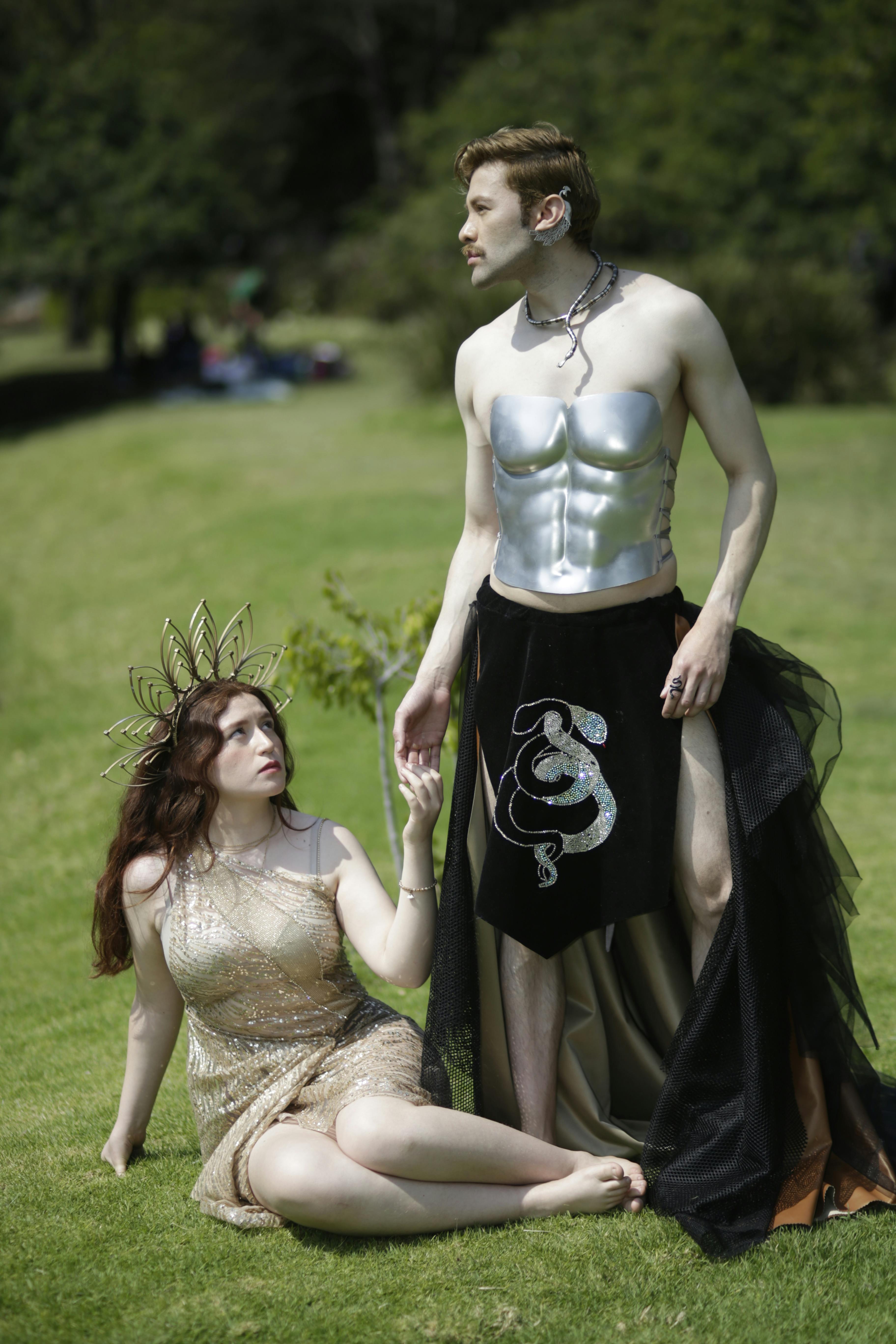 Mythological Couple in Ethereal Costumes Outdoors · Free Stock Photo