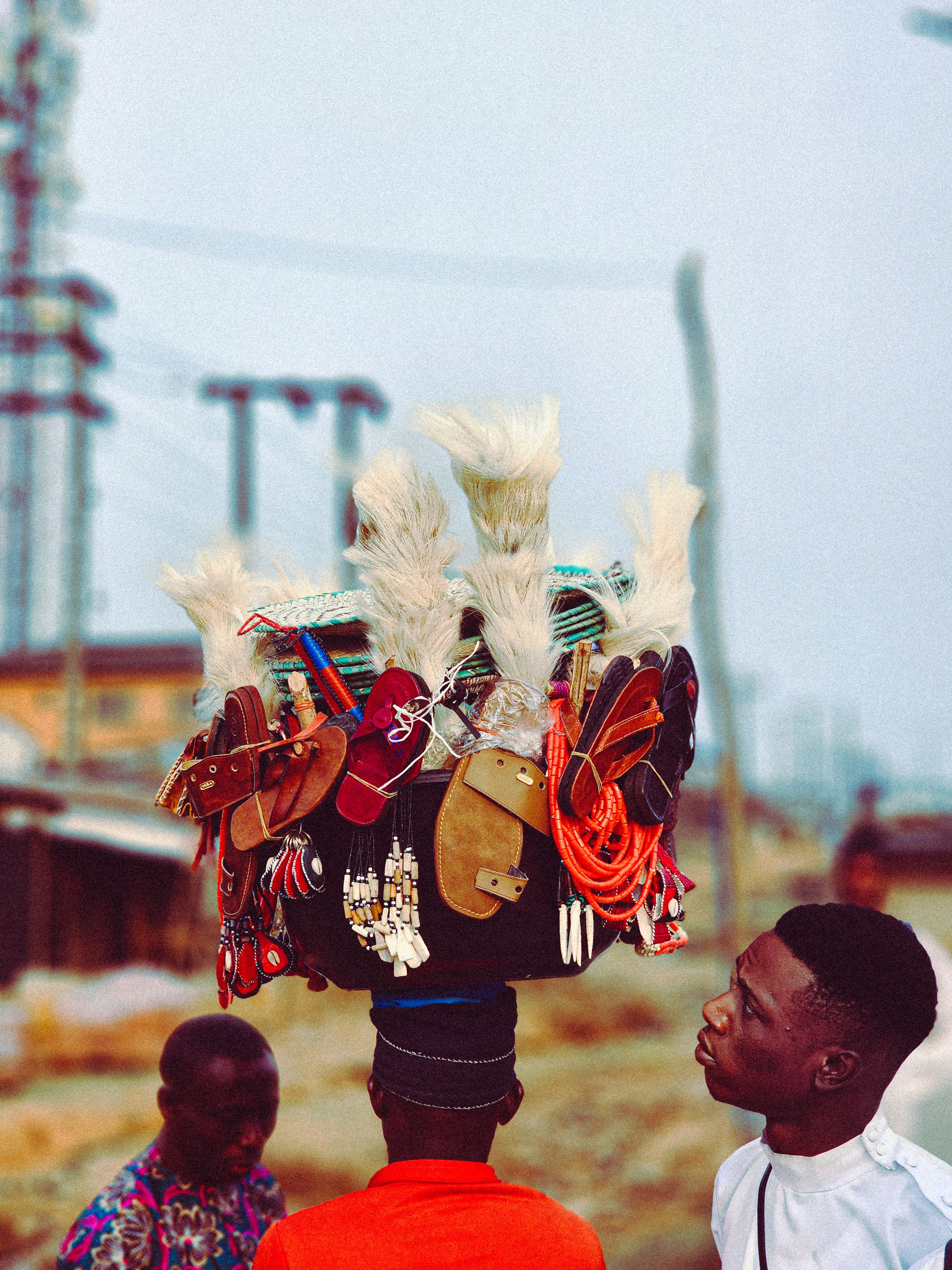 Vibrant street vendor with colorful merchandise · Free Stock Photo
