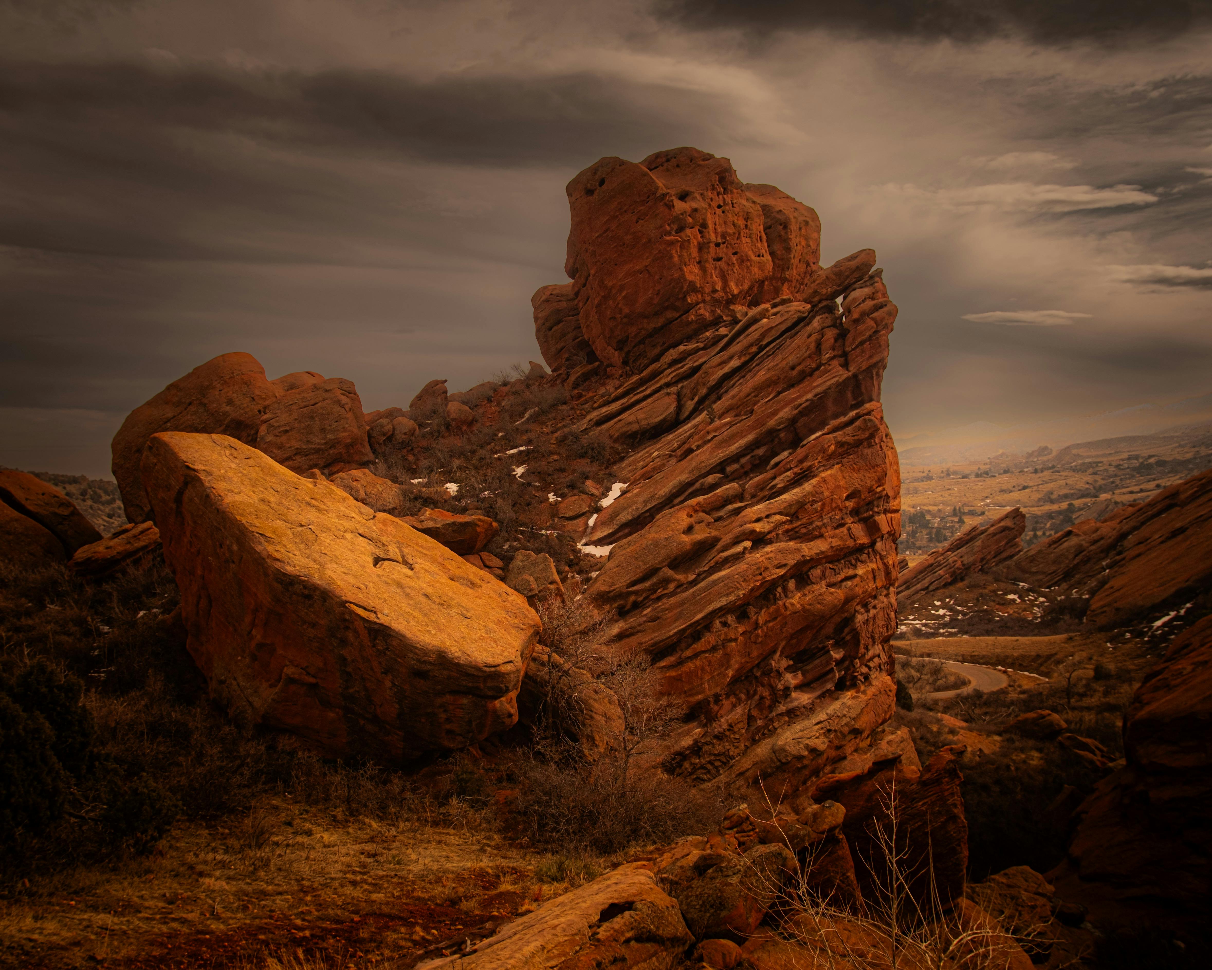 Dramatic Red Rocks in Winter Landscape · Free Stock Photo