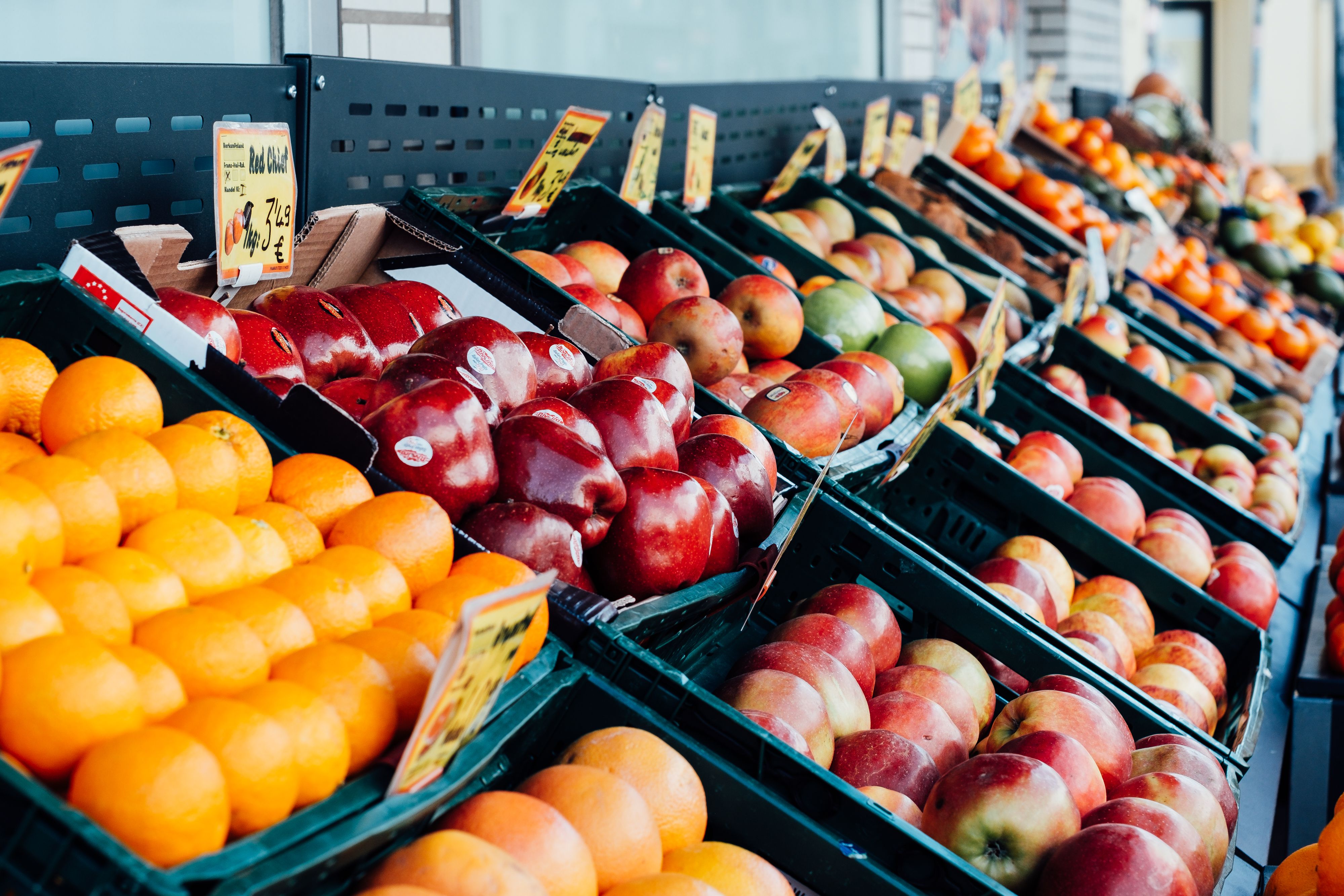 Fresh Fruits Display at a Local Market · Free Stock Photo