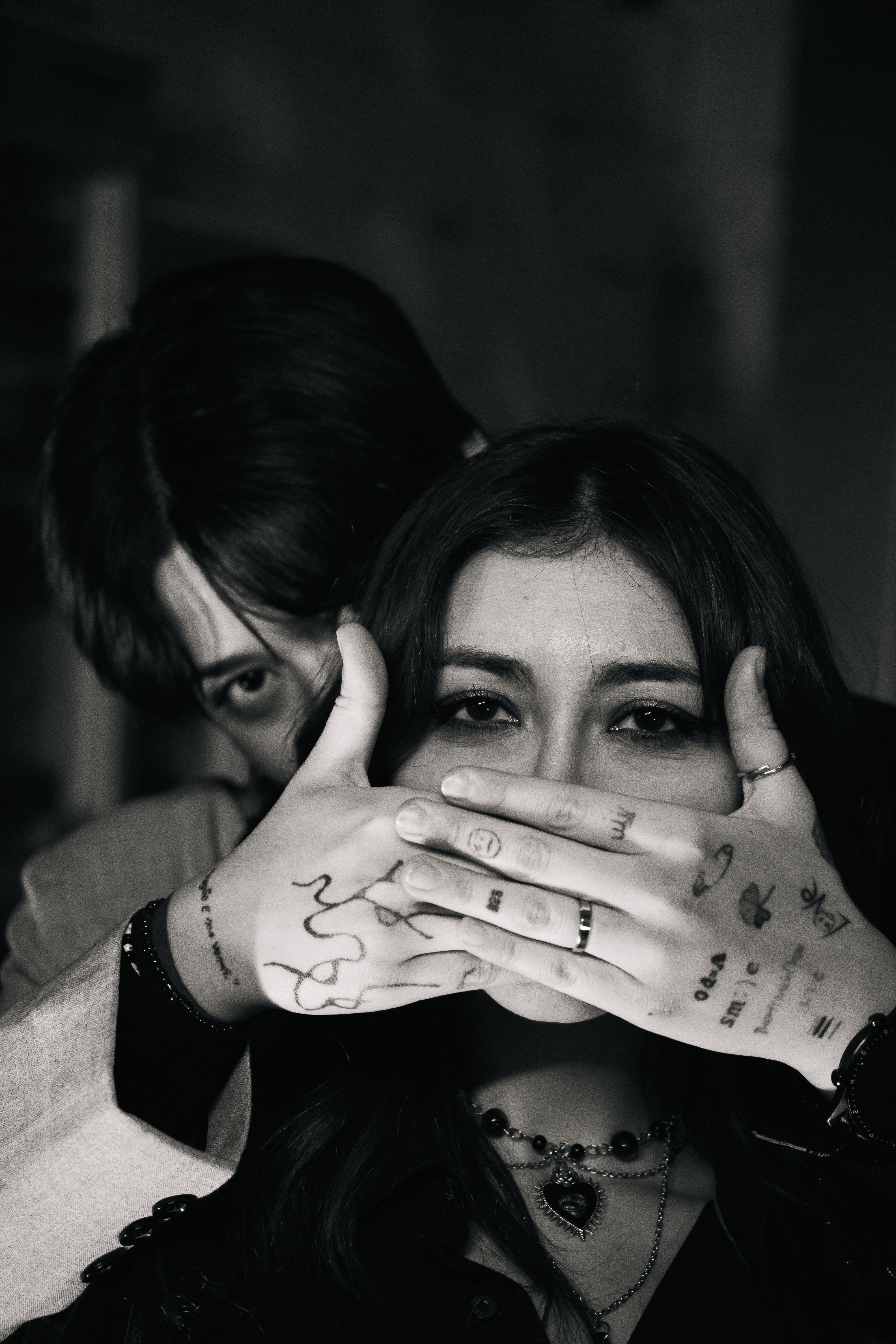 Expressive Black and White Portrait of People · Free Stock Photo