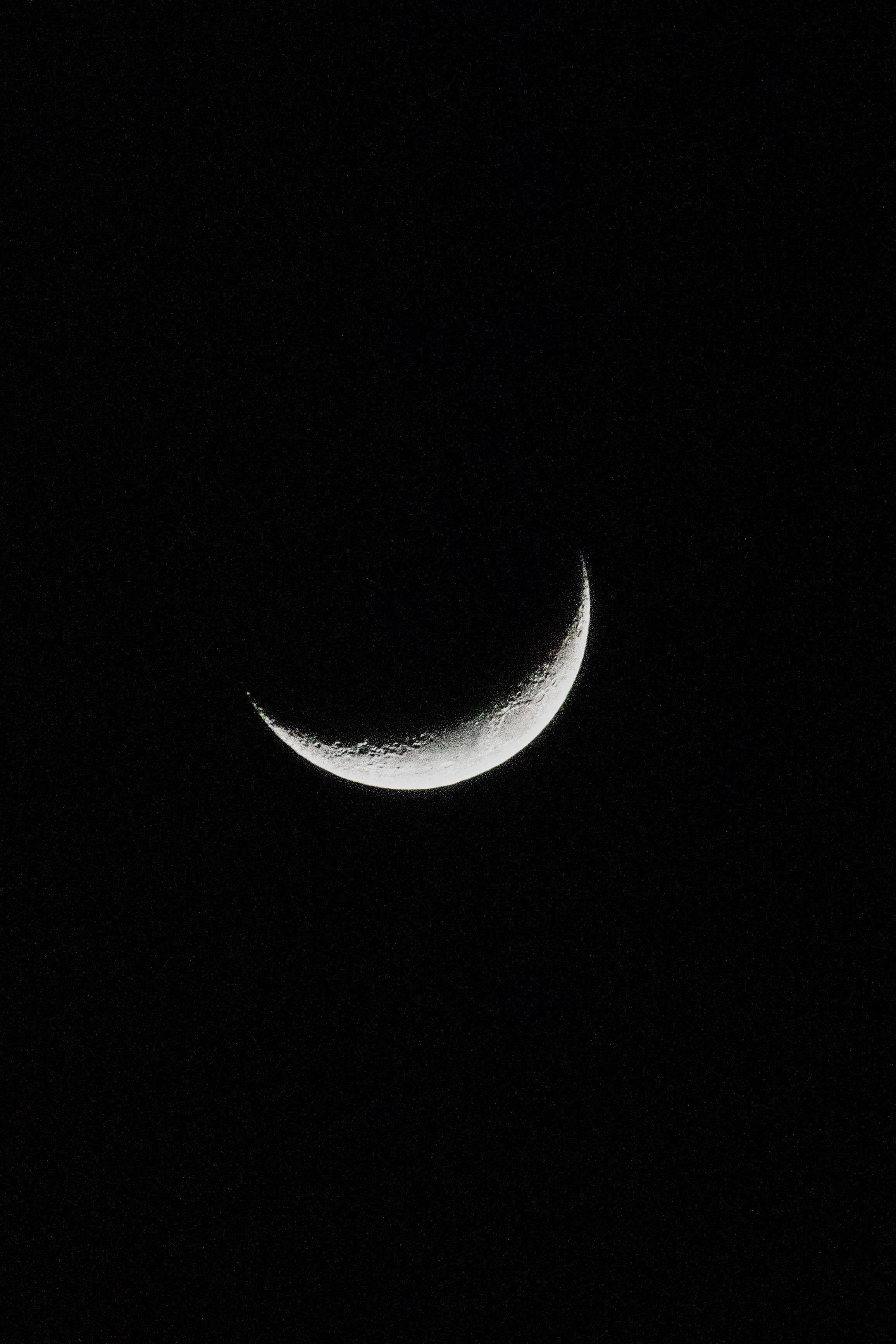 Captivating Crescent Moon Against Black Sky · Free Stock Photo