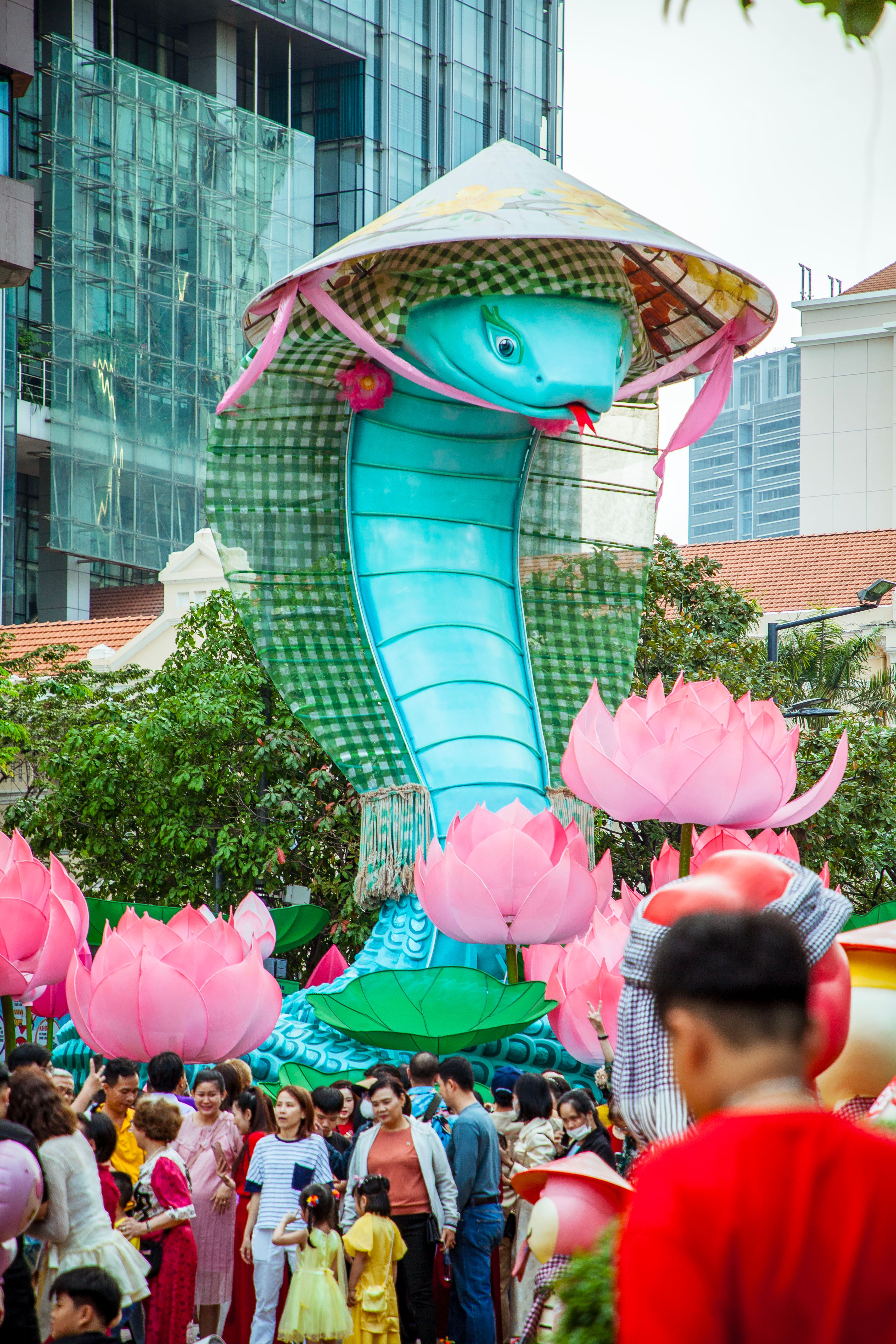 Colorful Festival with Giant Cobra Parade · Free Stock Photo