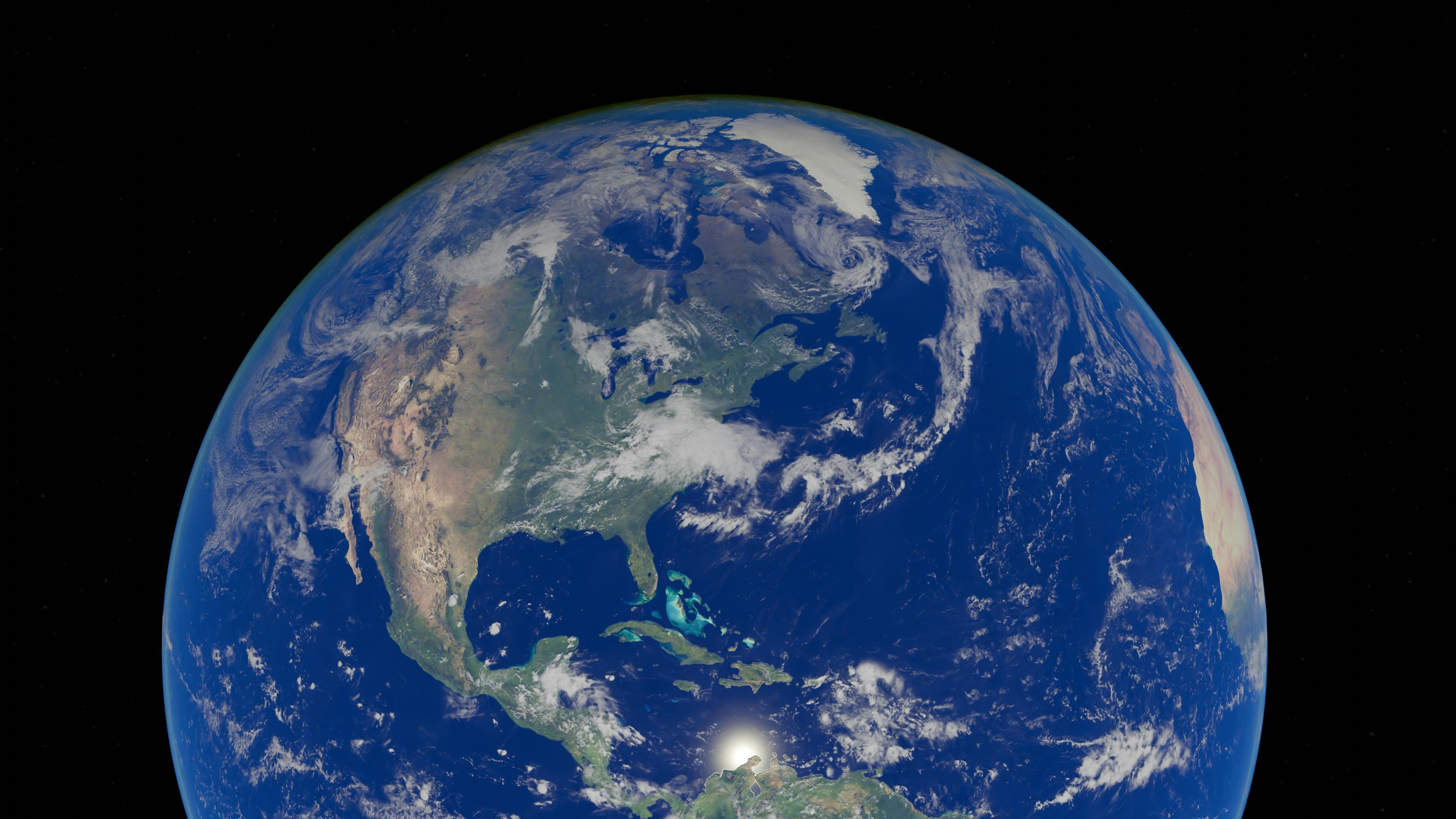 Atemberaubender Blick Aus Dem Weltraum Auf Die Erde Mit Nordamerika ...