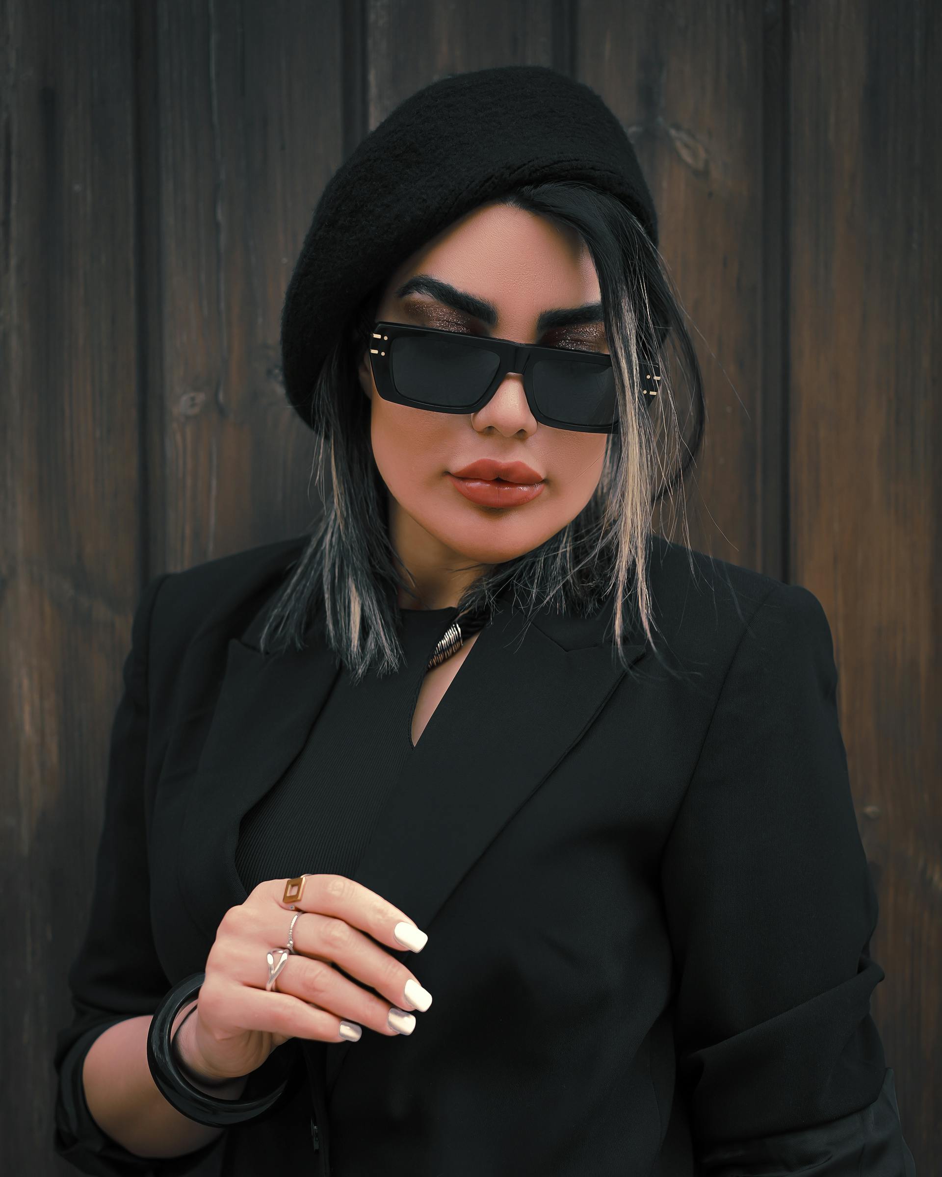 Stylish Woman in Black Beret and Sunglasses · Free Stock Photo