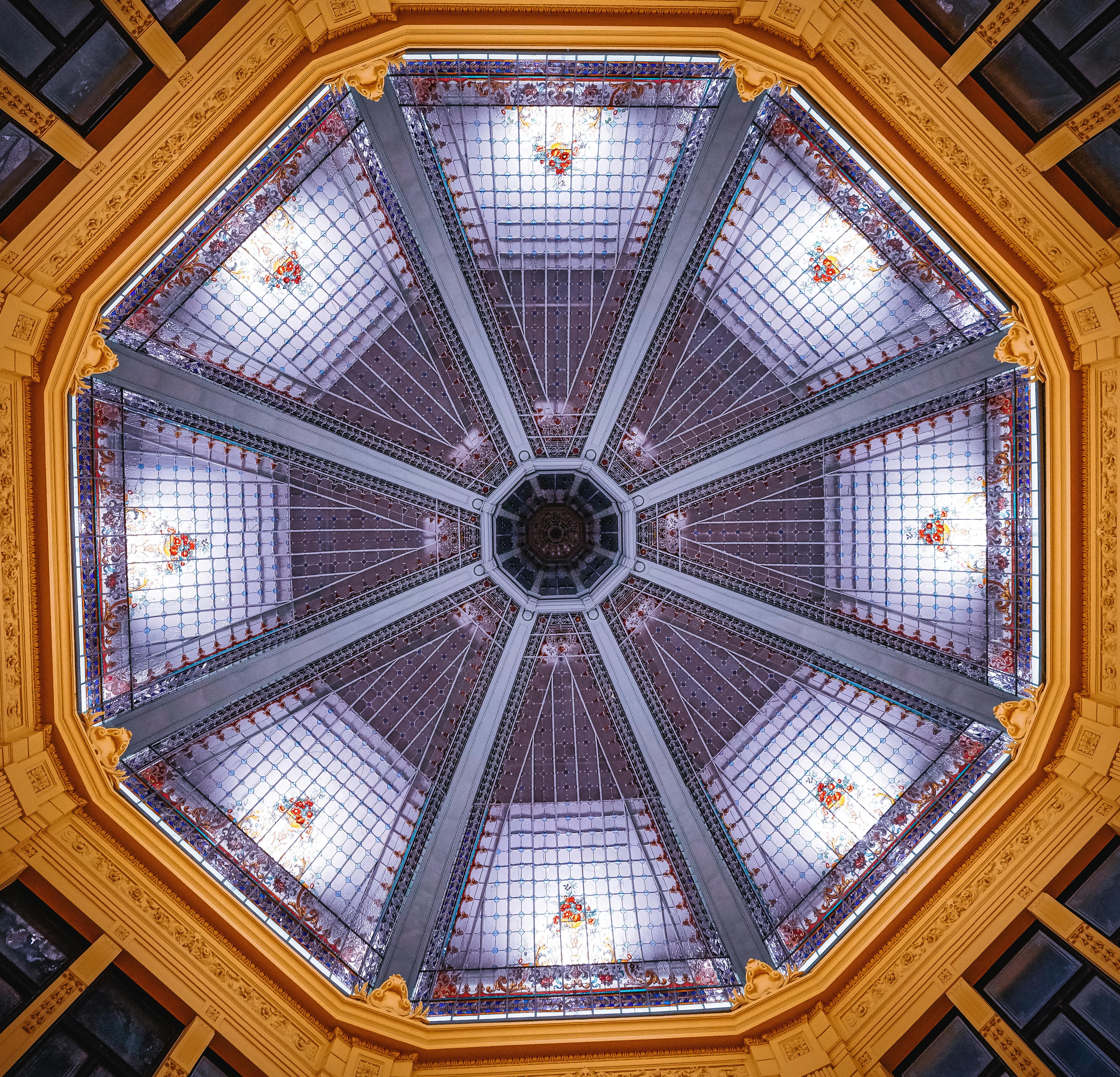 Geometric Glass Ceiling of Octagonal Dome in Zagreb · Free Stock Photo