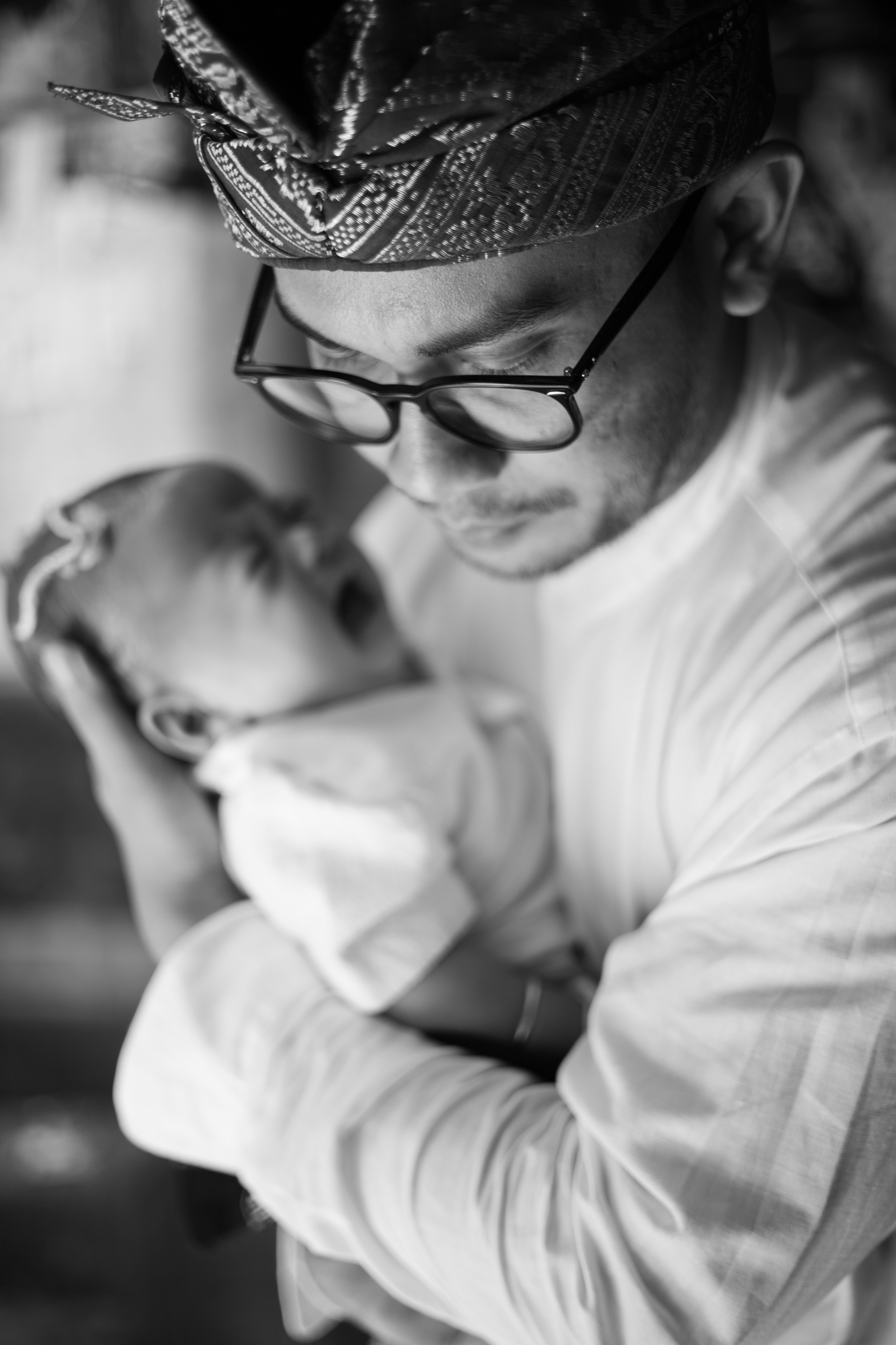 Tender Black and White Portrait of Father and Baby · Free Stock Photo