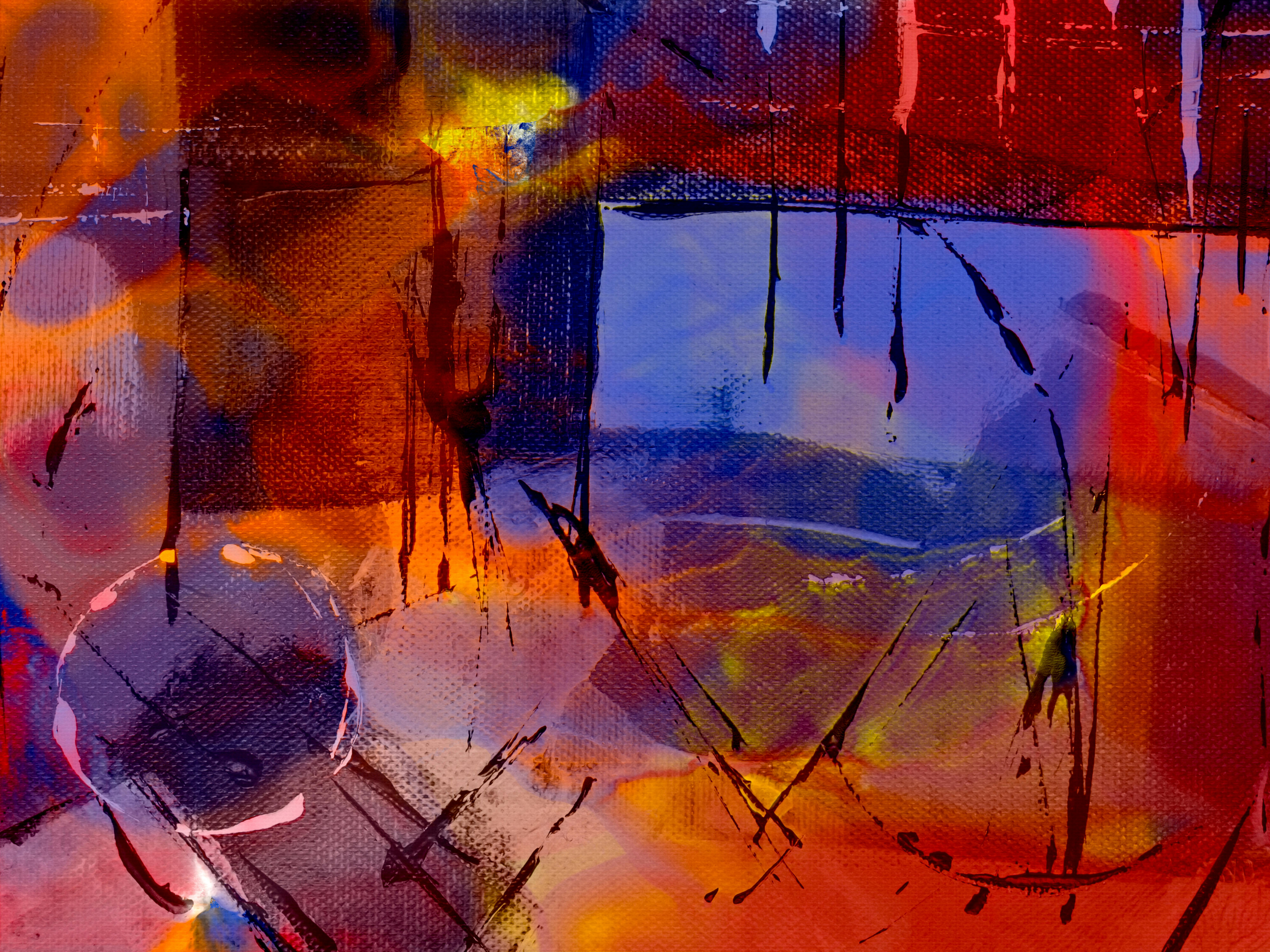 Vibrant Abstract Expressionist Painting on Canvas · Free Stock Photo