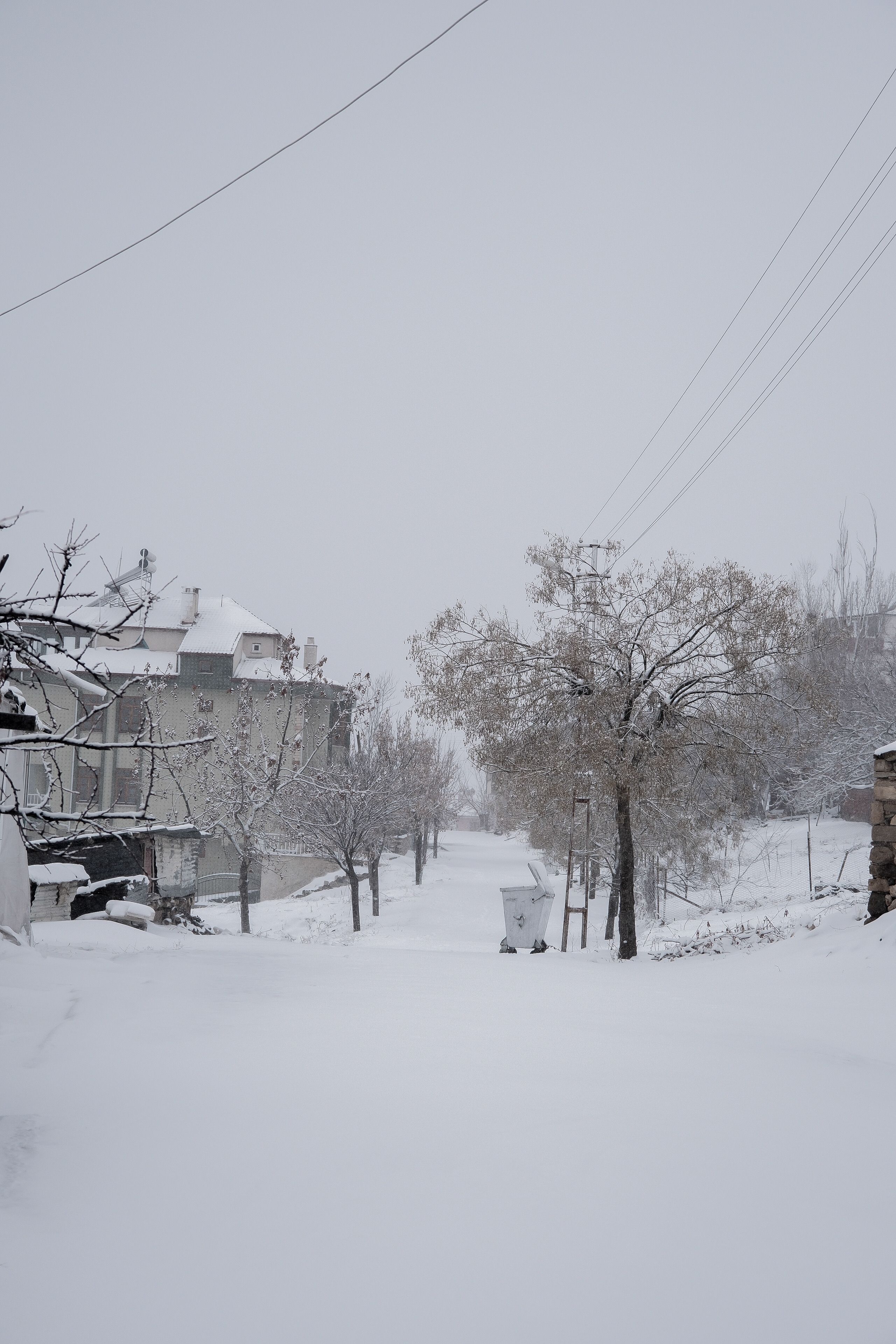 Snowy Winter Village Street Scene in Daytime · Free Stock Photo