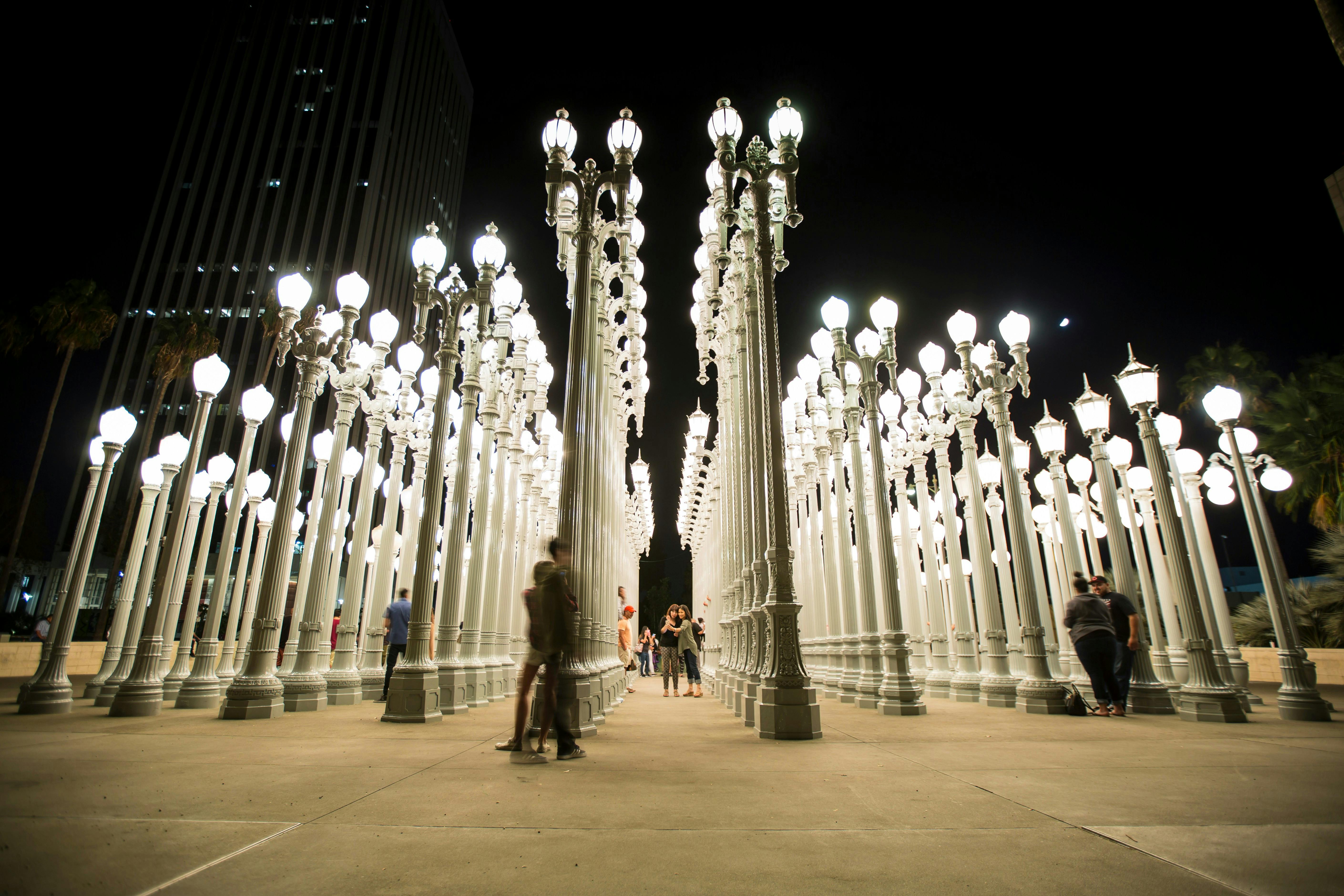 Urban Light Installation at LACMA Night View · Free Stock Photo