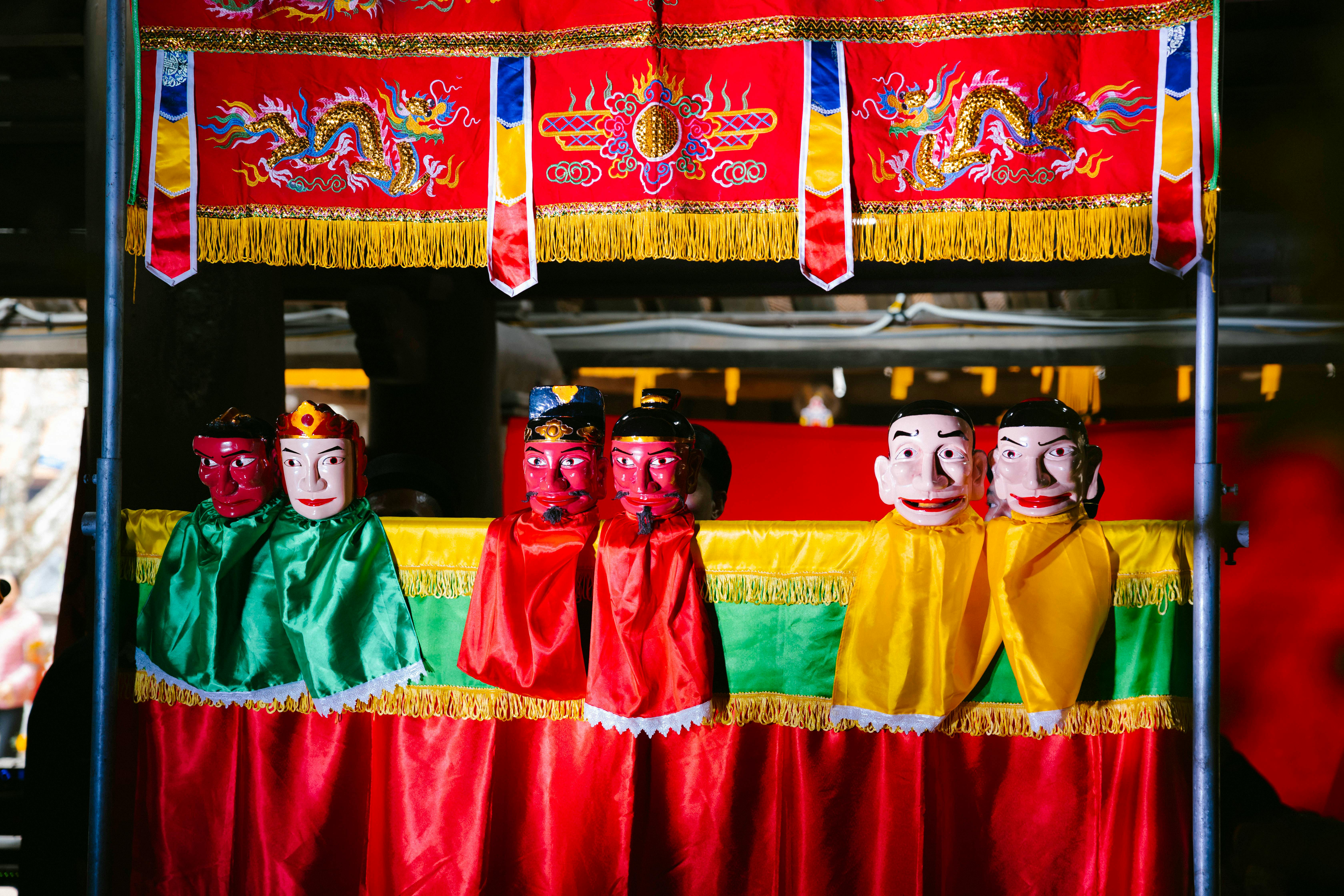 Vibrant Traditional Puppet Theater Display · Free Stock Photo