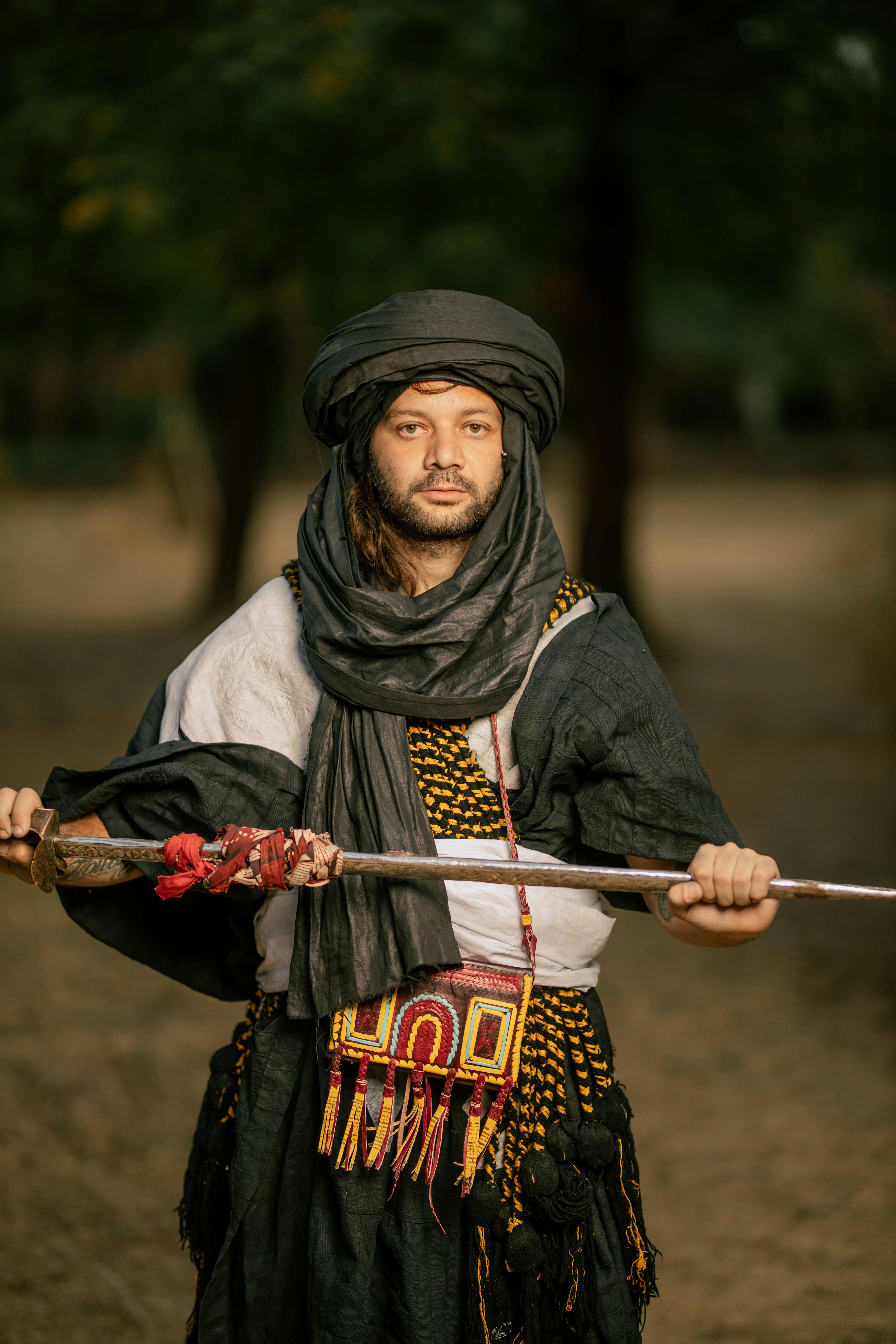Traditional Warrior in Historical Garb Outdoors · Free Stock Photo
