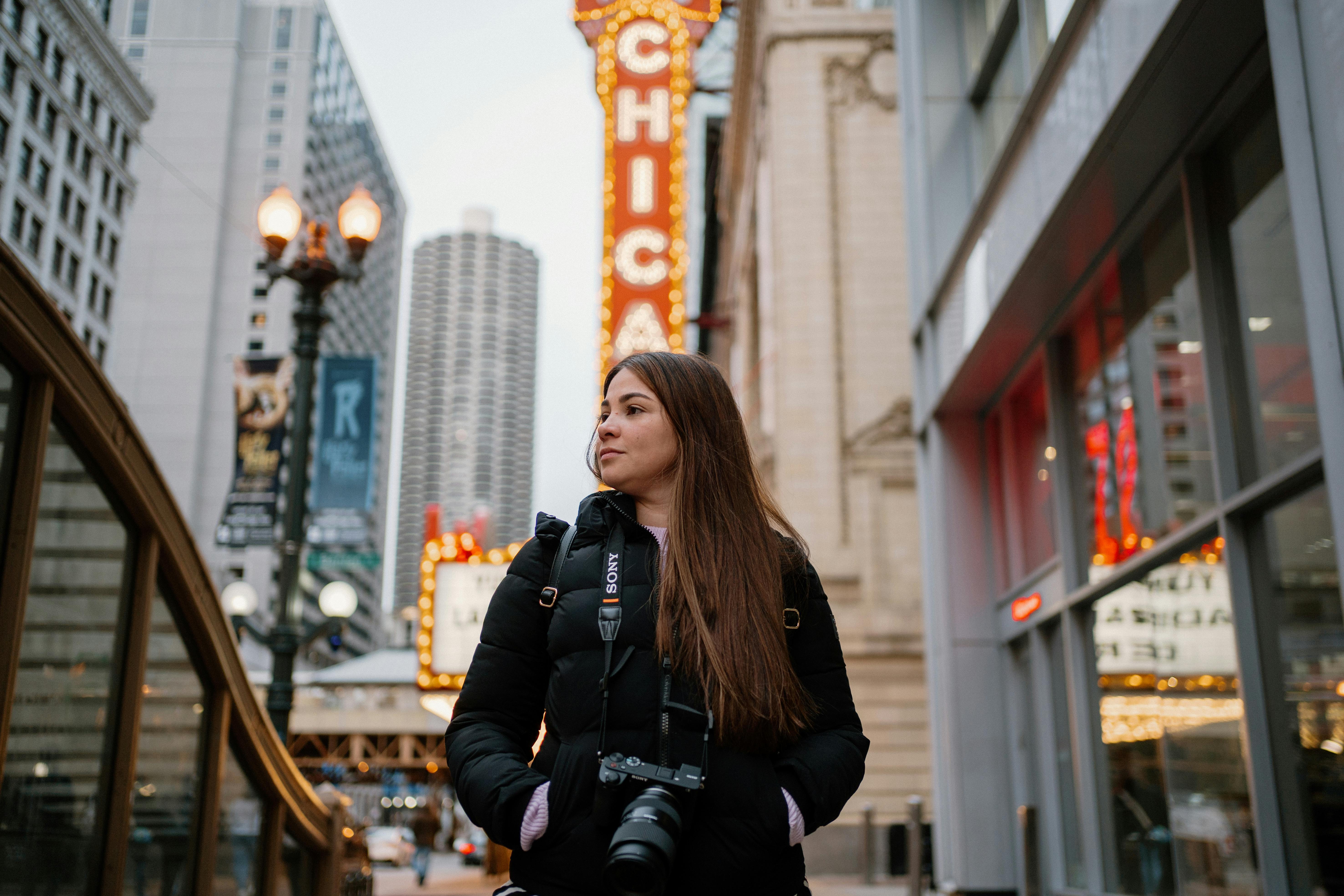 Young Woman Exploring Chicago Street Photography · Free Stock Photo