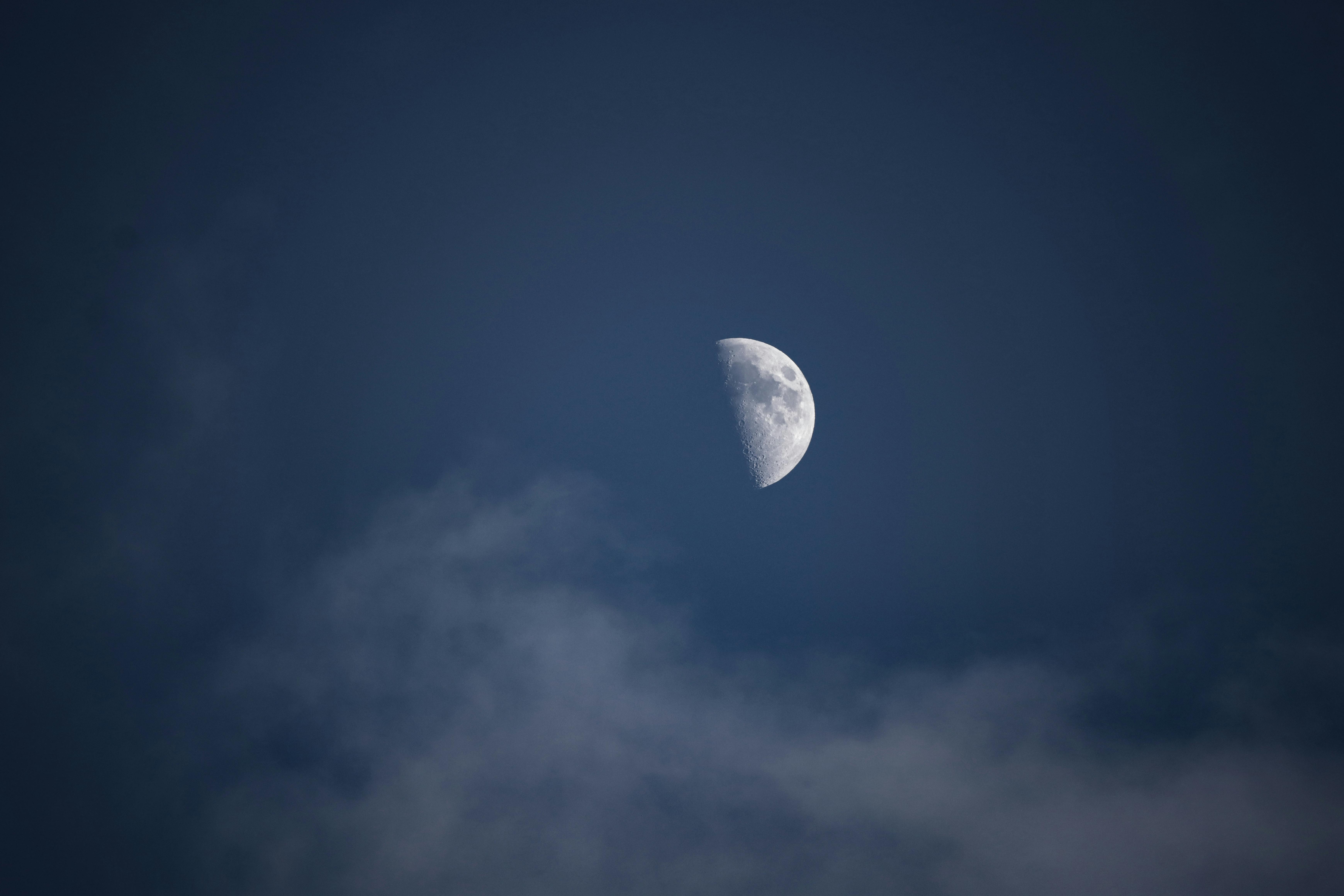Half Moon in Jönköping Night Sky · Free Stock Photo