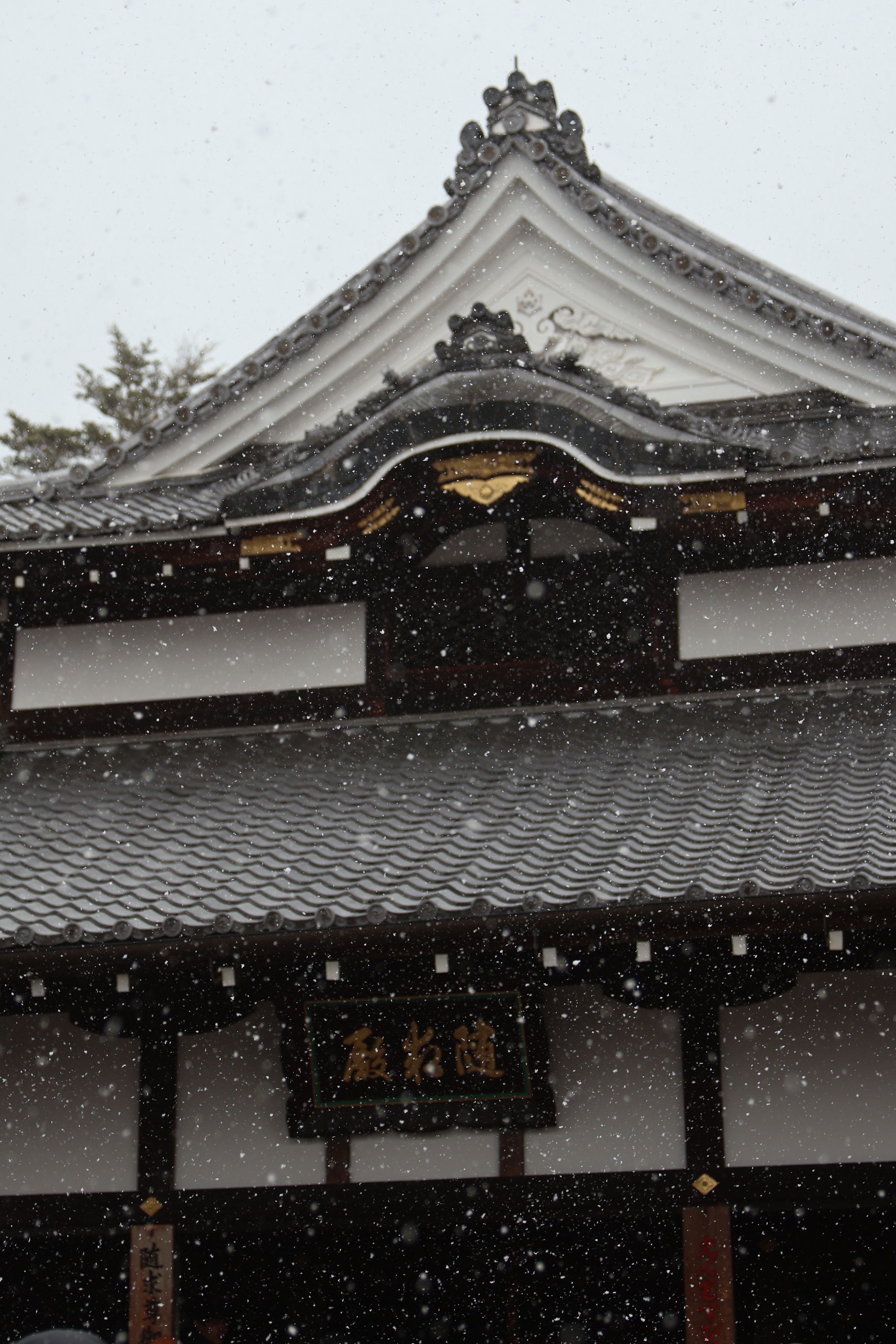 Traditional Japanese Architecture in Winter Snowfall · Free Stock Photo