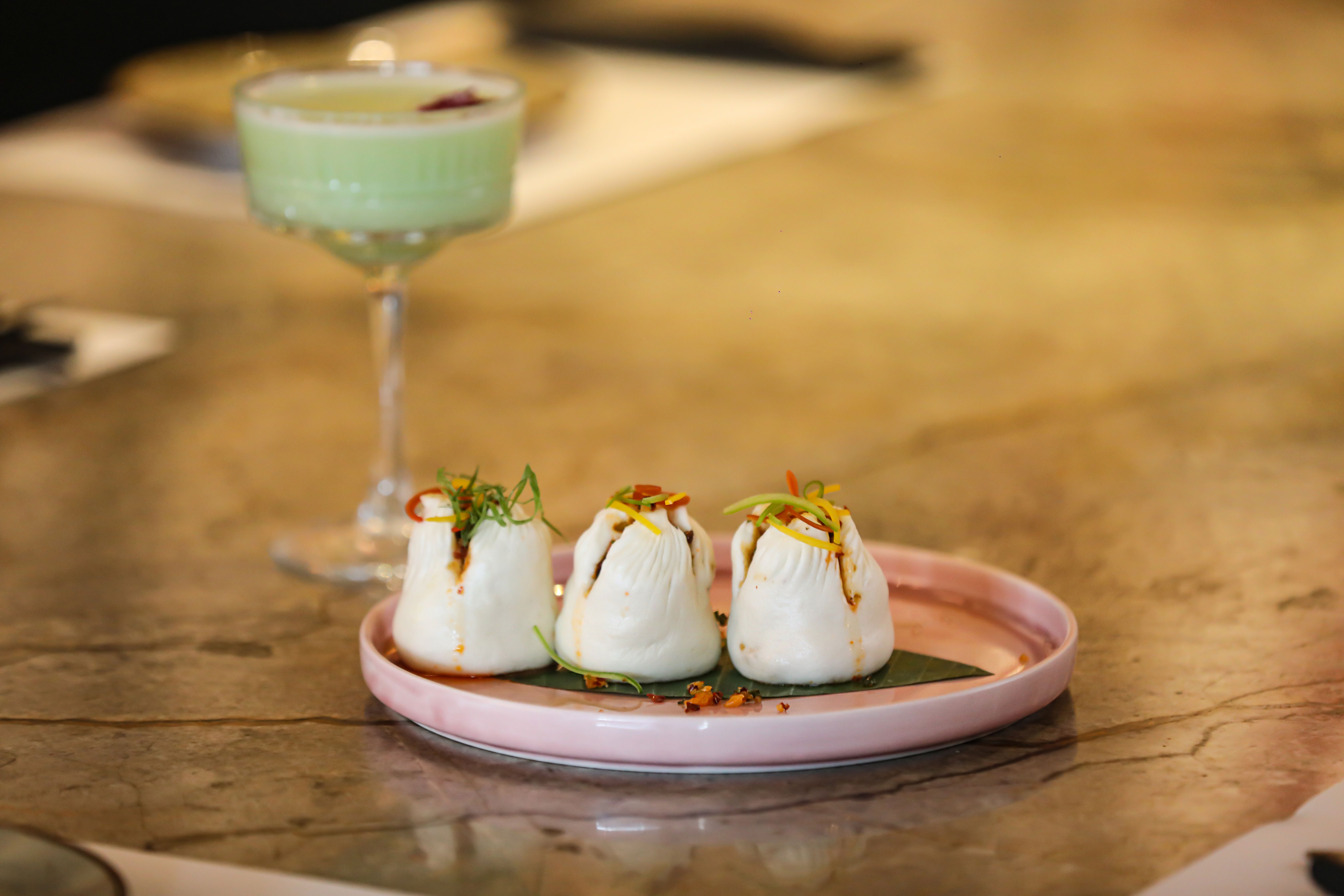 Gourmet Indian Cuisine with Refreshing Cocktail · Free Stock Photo