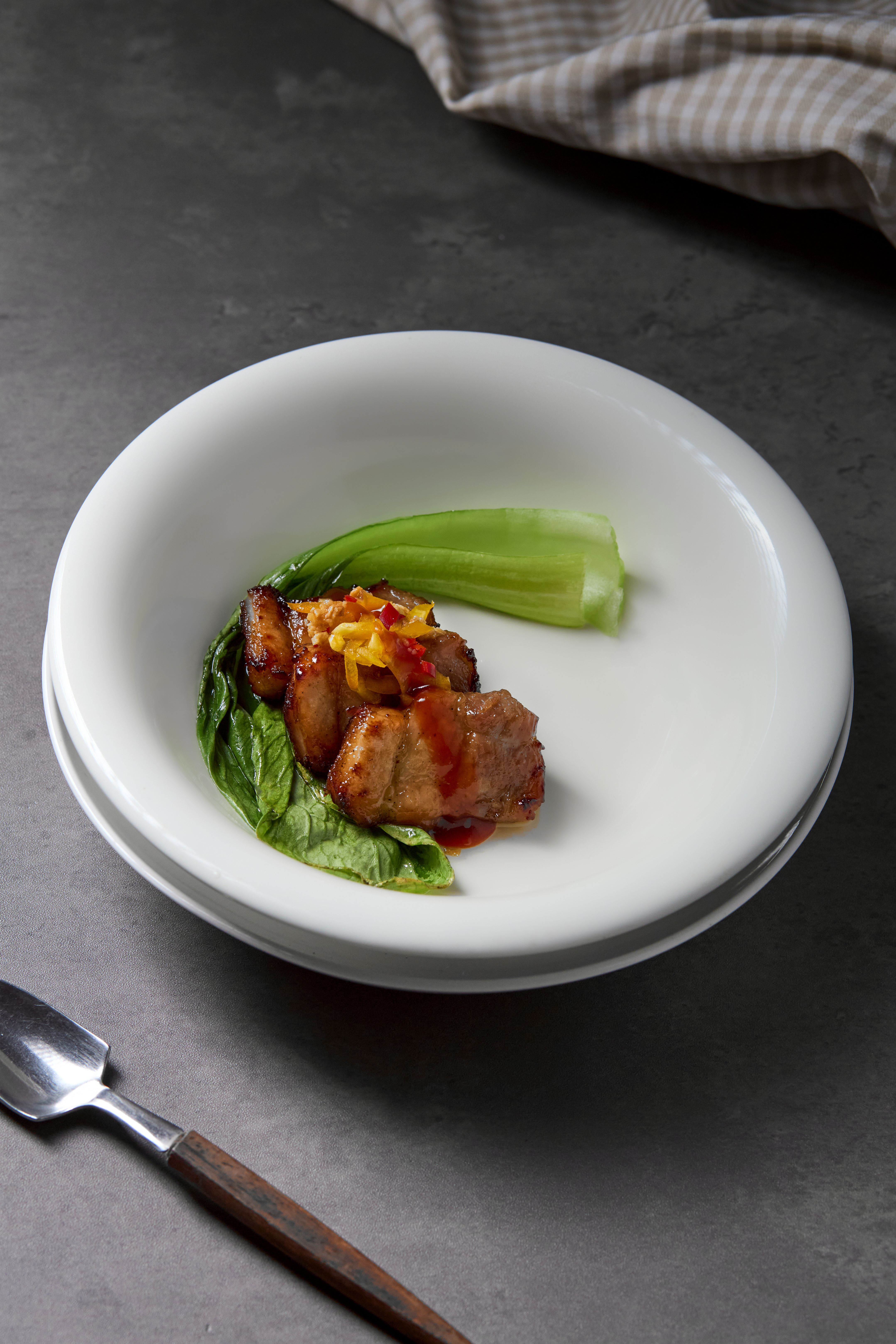 Gourmet Grilled Meat on White Plate Close-up · Free Stock Photo
