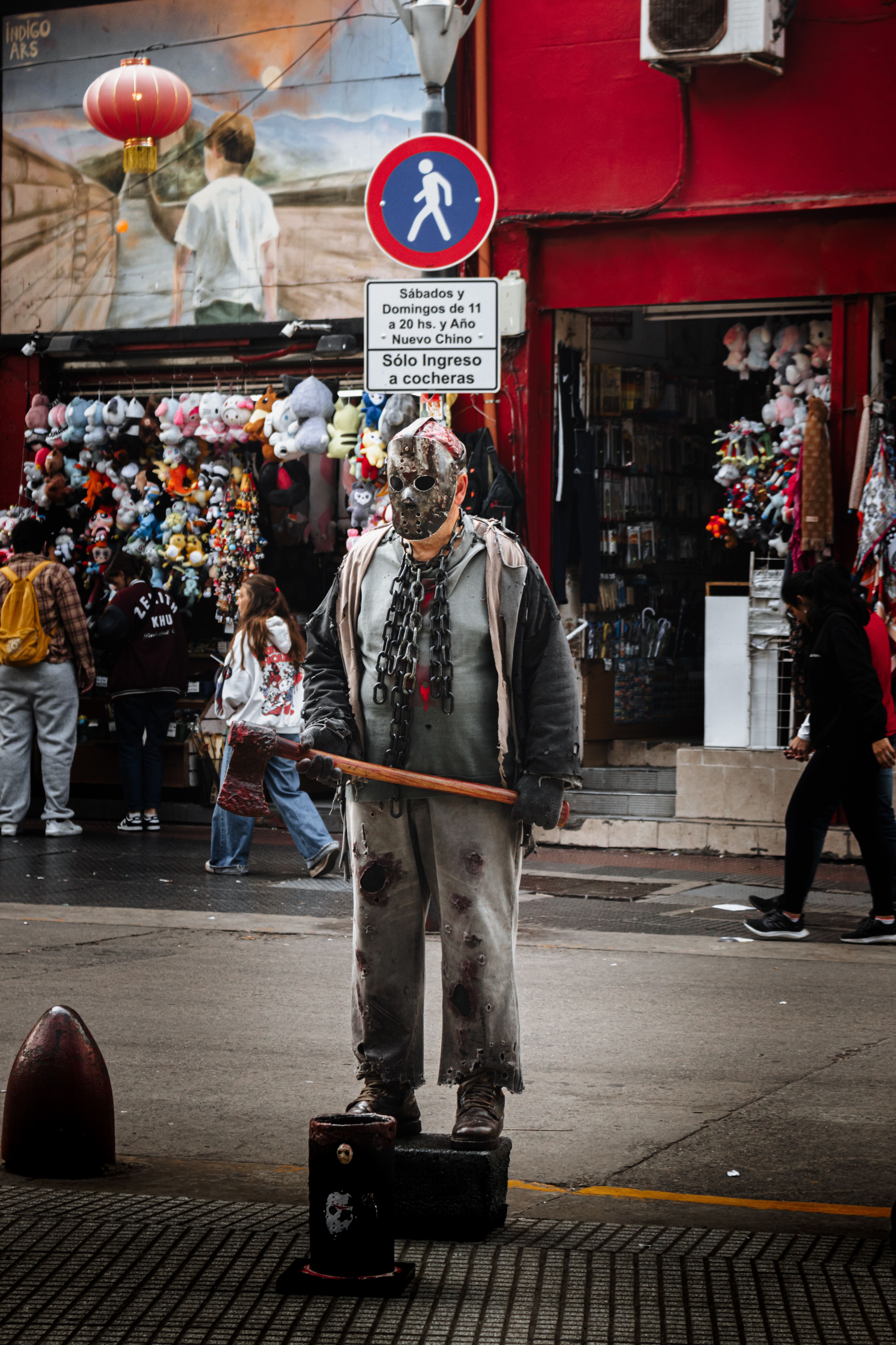 Street Performer in Jason Costume in Buenos Aires · Free Stock Photo