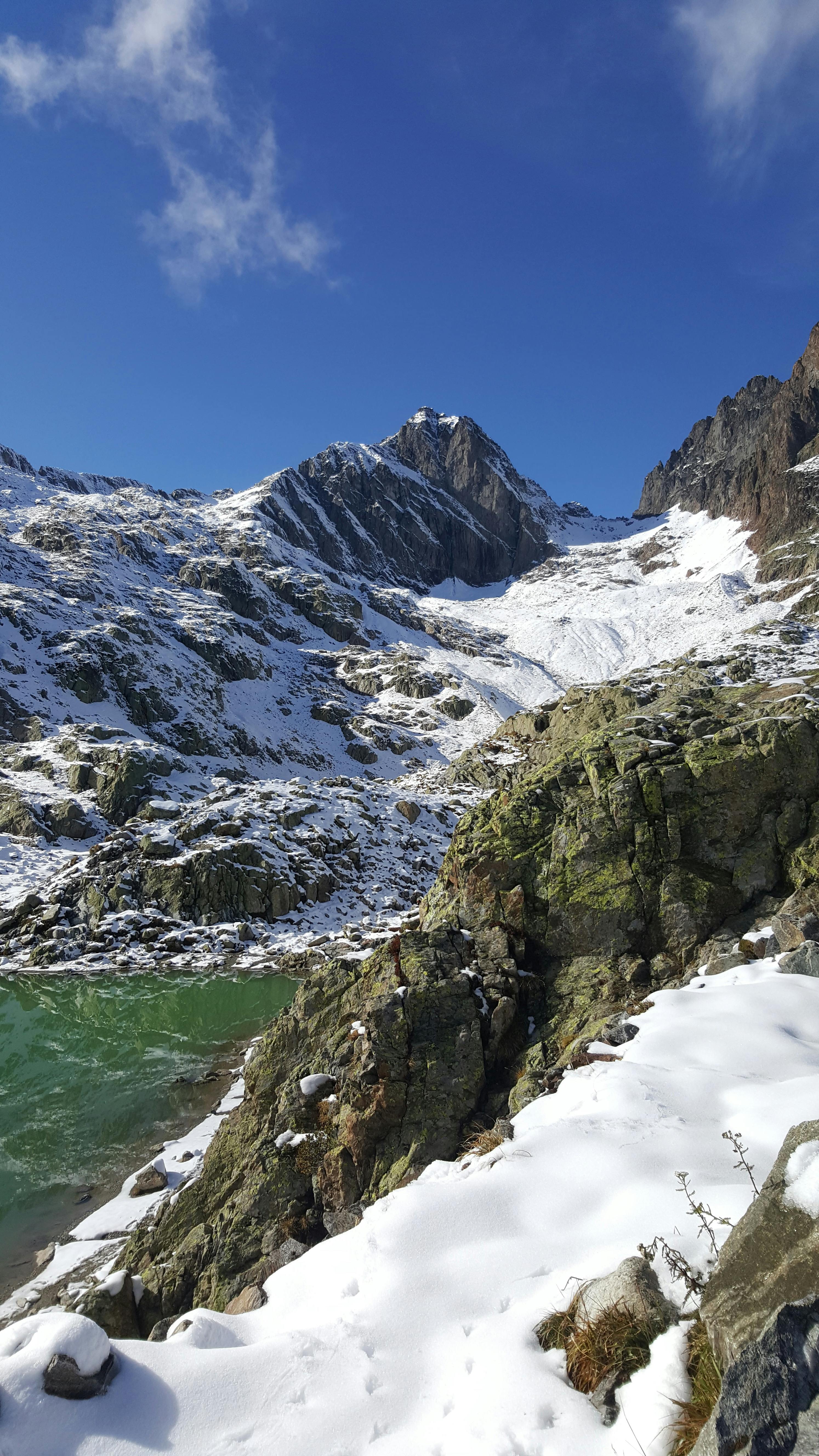 Snow-Covered Mountain Landscape with Blue Sky · Free Stock Photo
