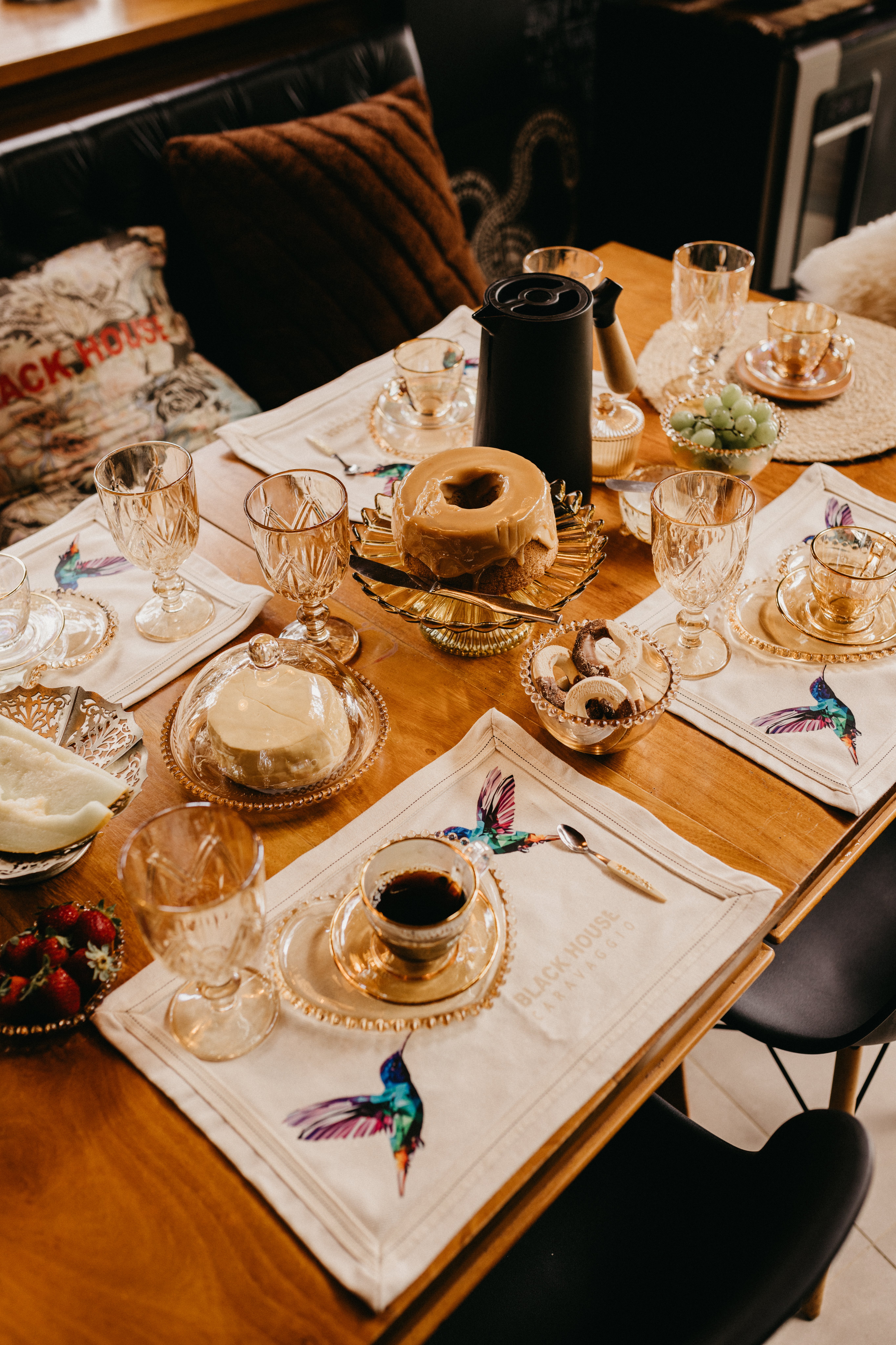 Elegant Breakfast Table Set with Cake and Coffee · Free Stock Photo