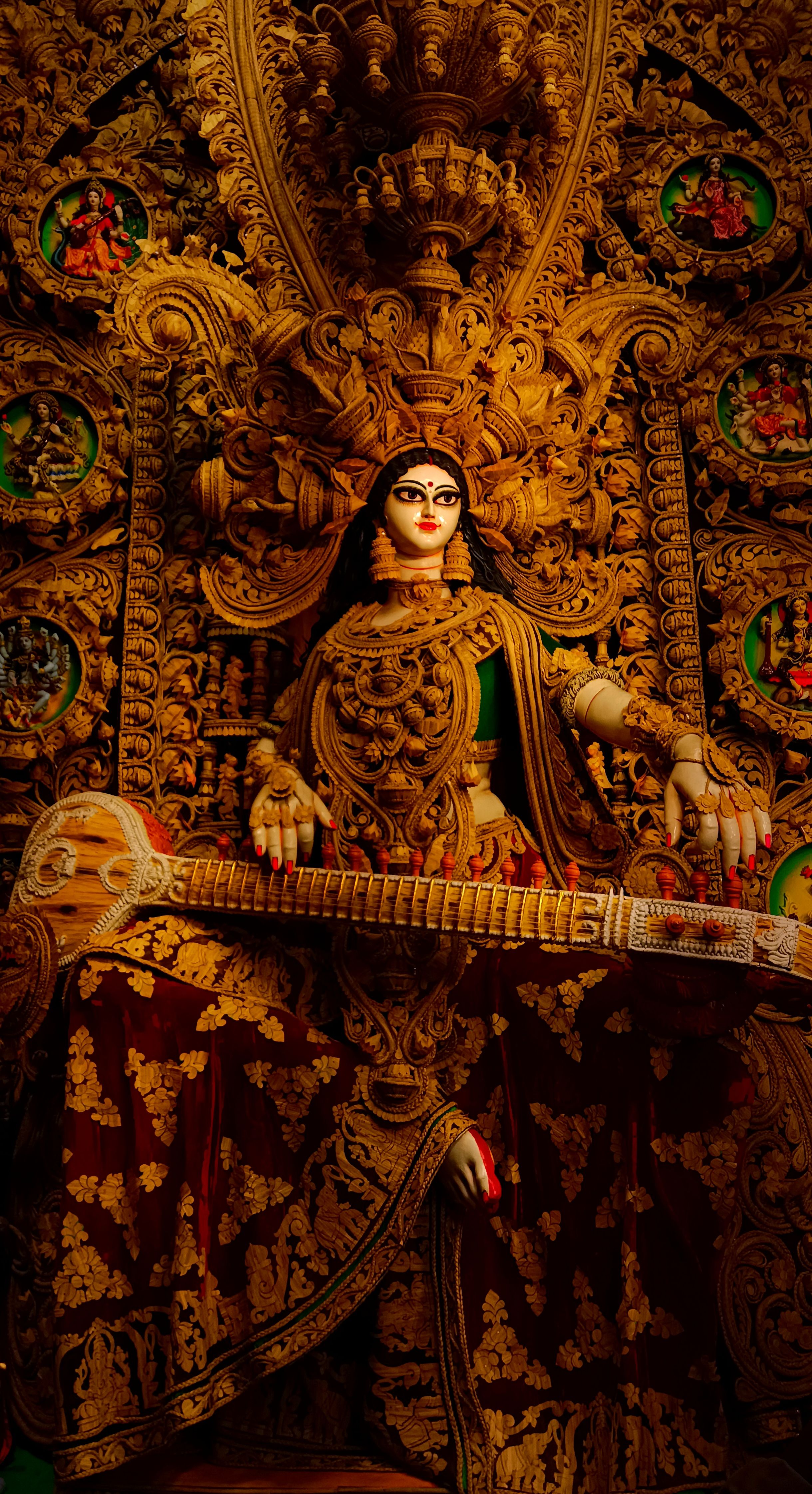 Intricately Detailed Goddess Saraswati Statue · Free Stock Photo