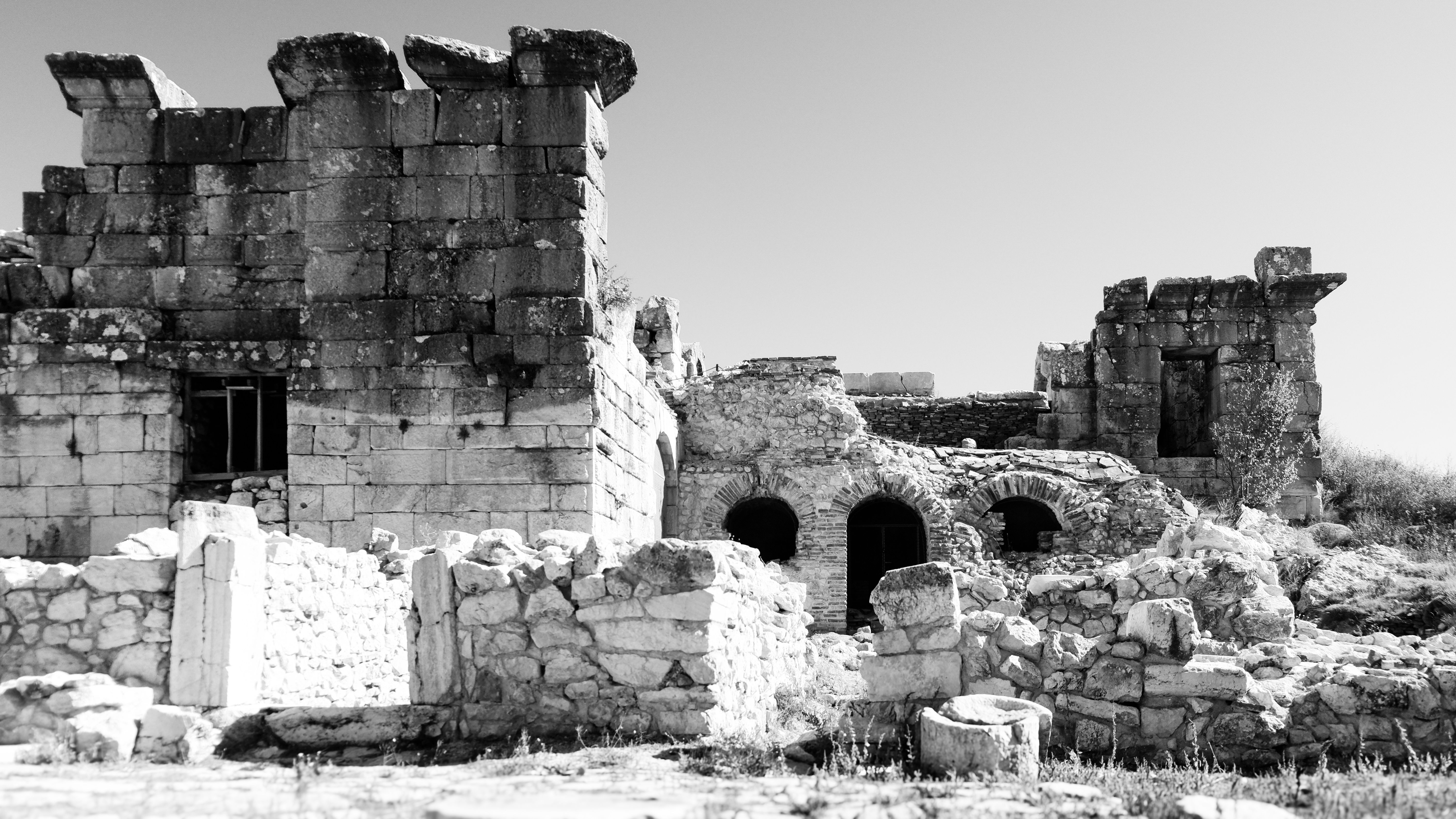 Ancient Ruins in Black and White Photography · Free Stock Photo