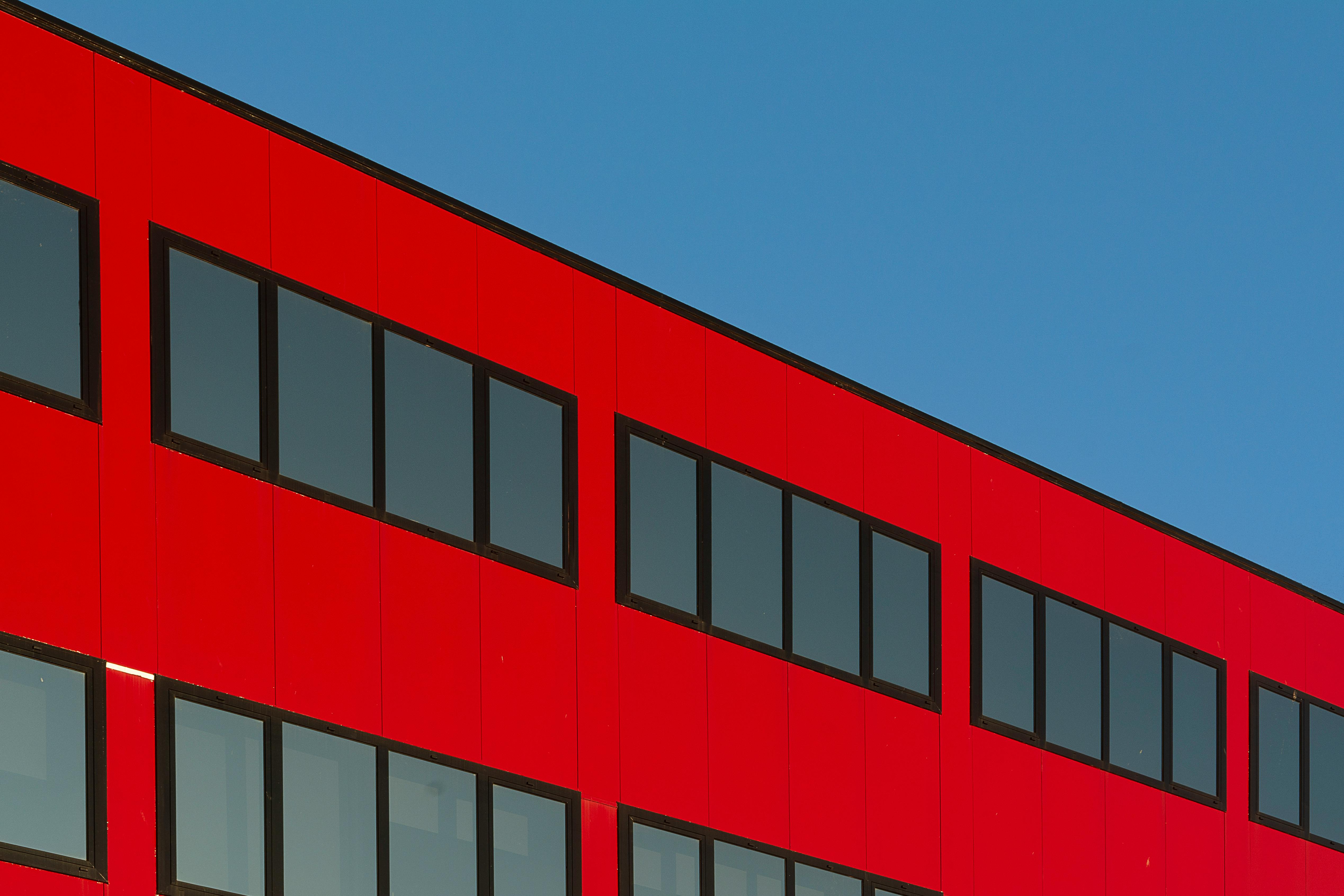 Modern Red Office Building Facade · Free Stock Photo