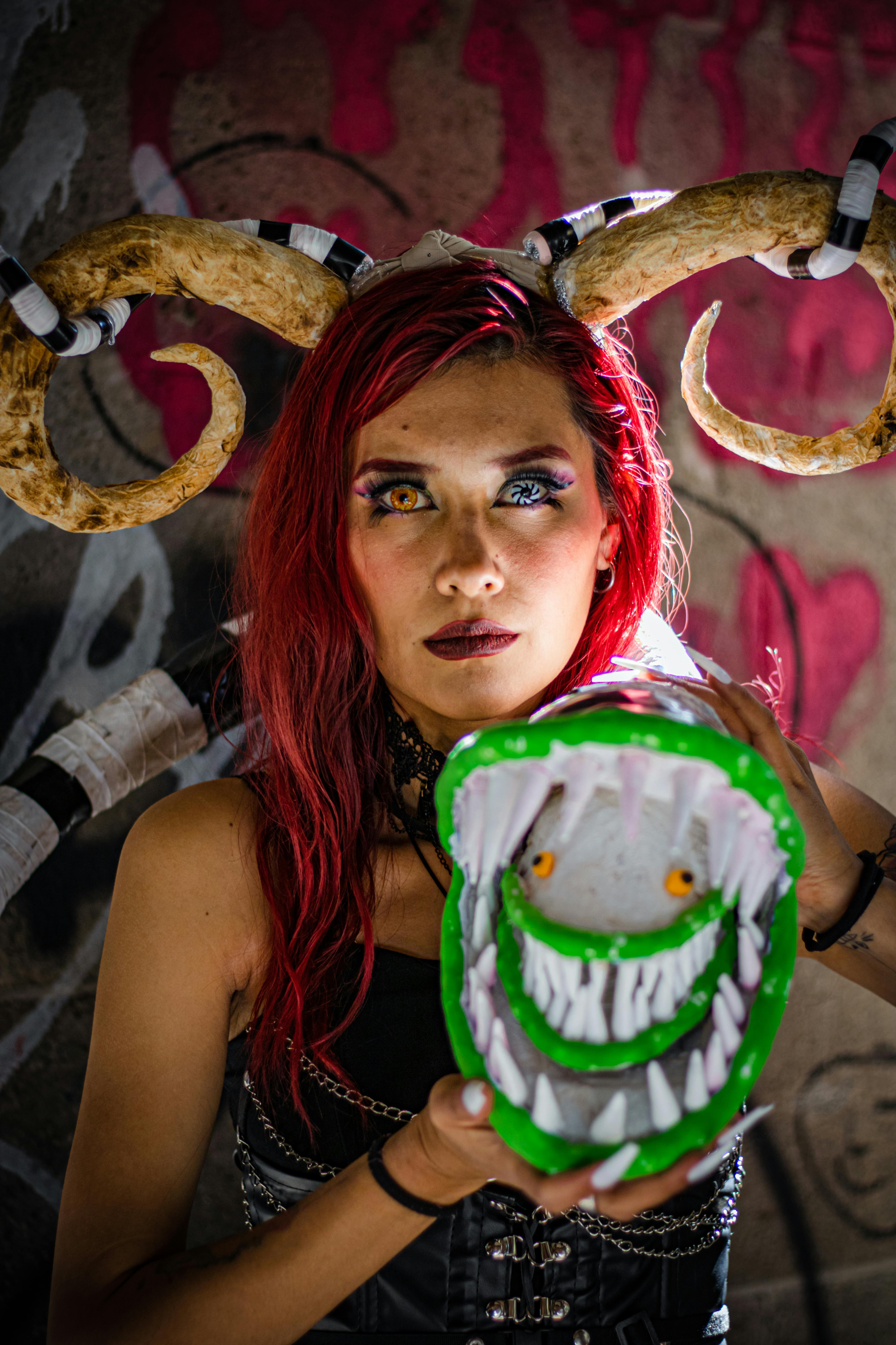 Creative Cosplay with Artistic Makeup in Urban Setting · Free Stock Photo