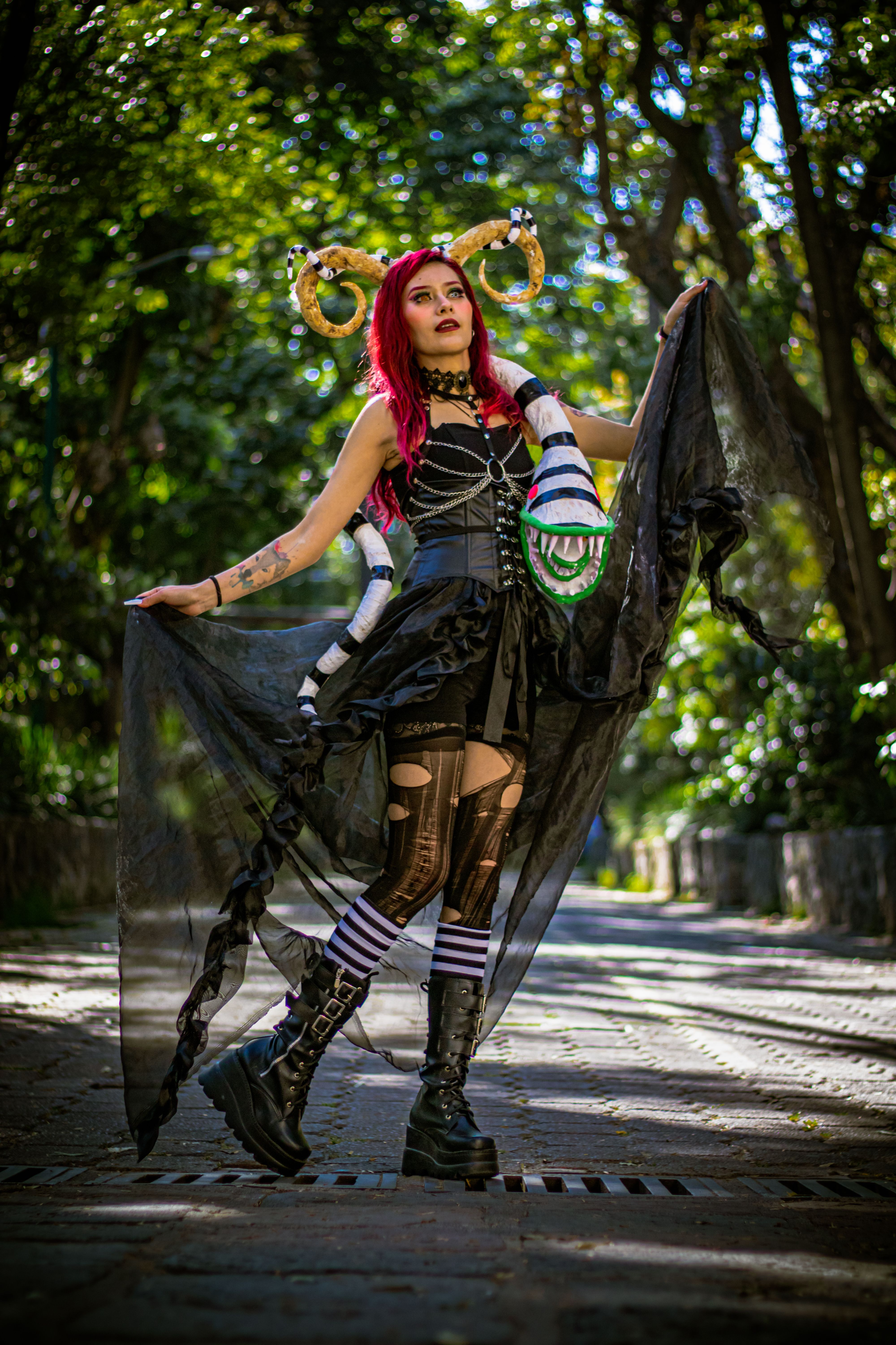 Cosplay Character in Gothic Costume Outdoors · Free Stock Photo