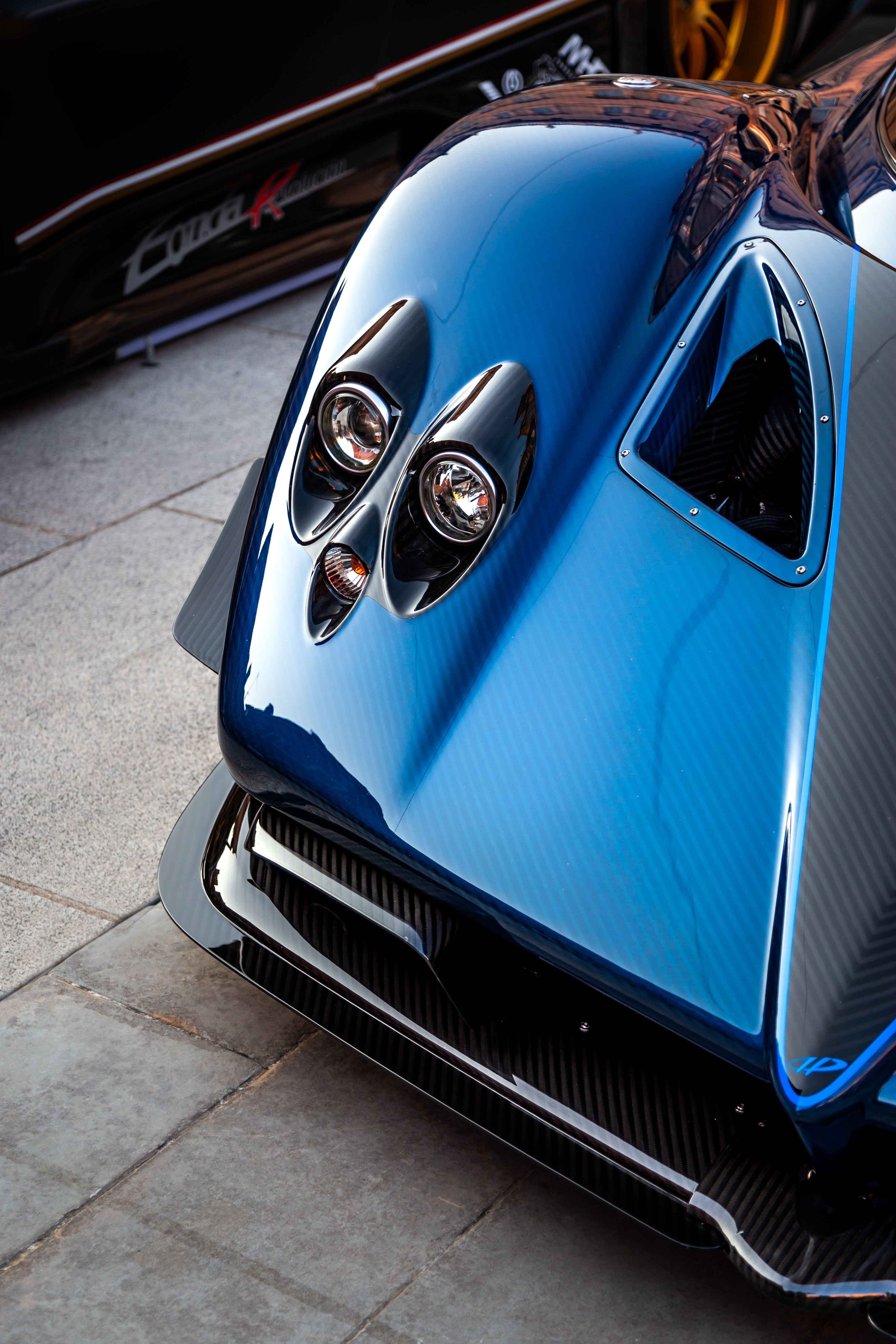 Close-up of Blue Supercar with Carbon Fiber Details · Free Stock Photo