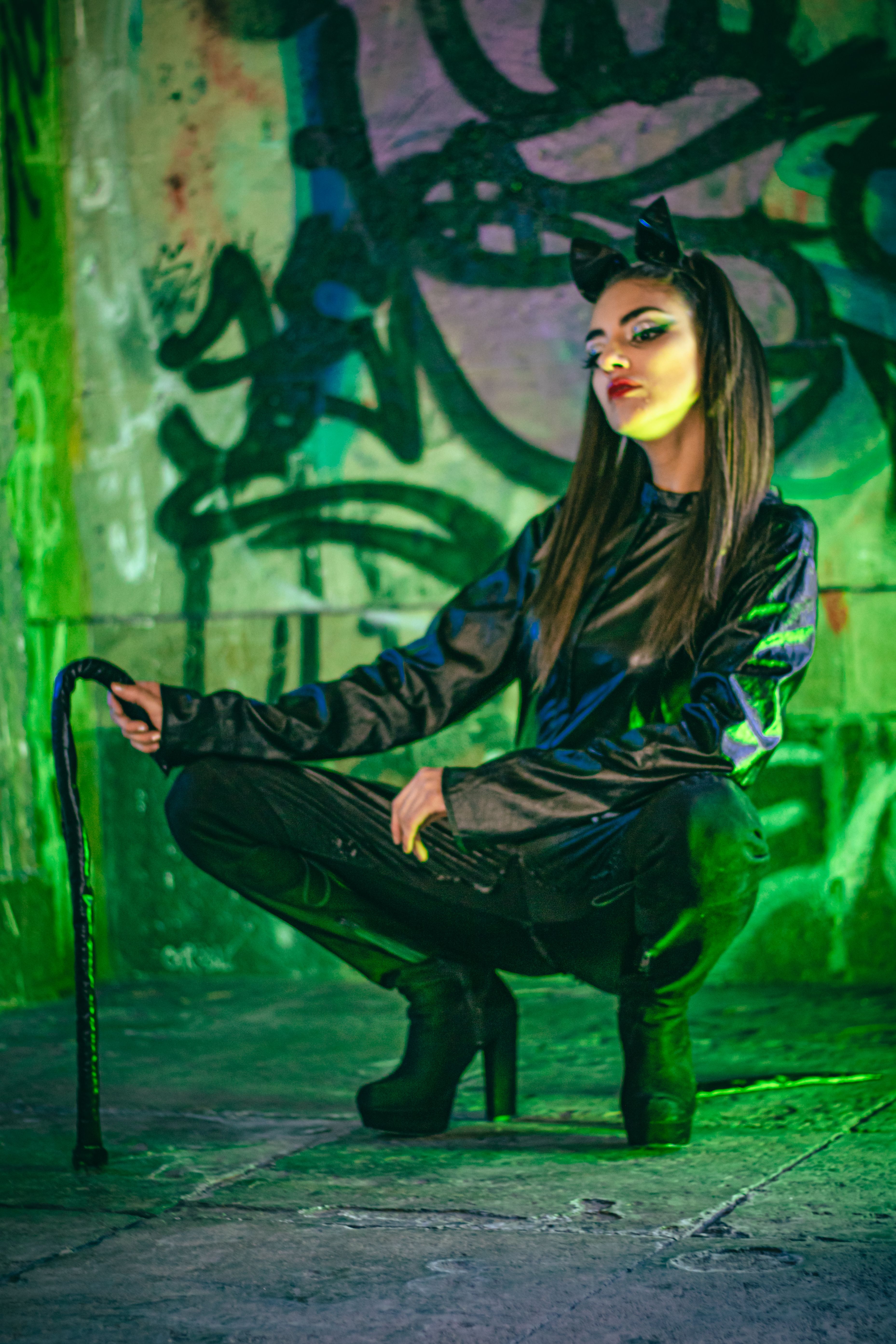 Cosplay Fashion in Urban Graffiti Setting · Free Stock Photo