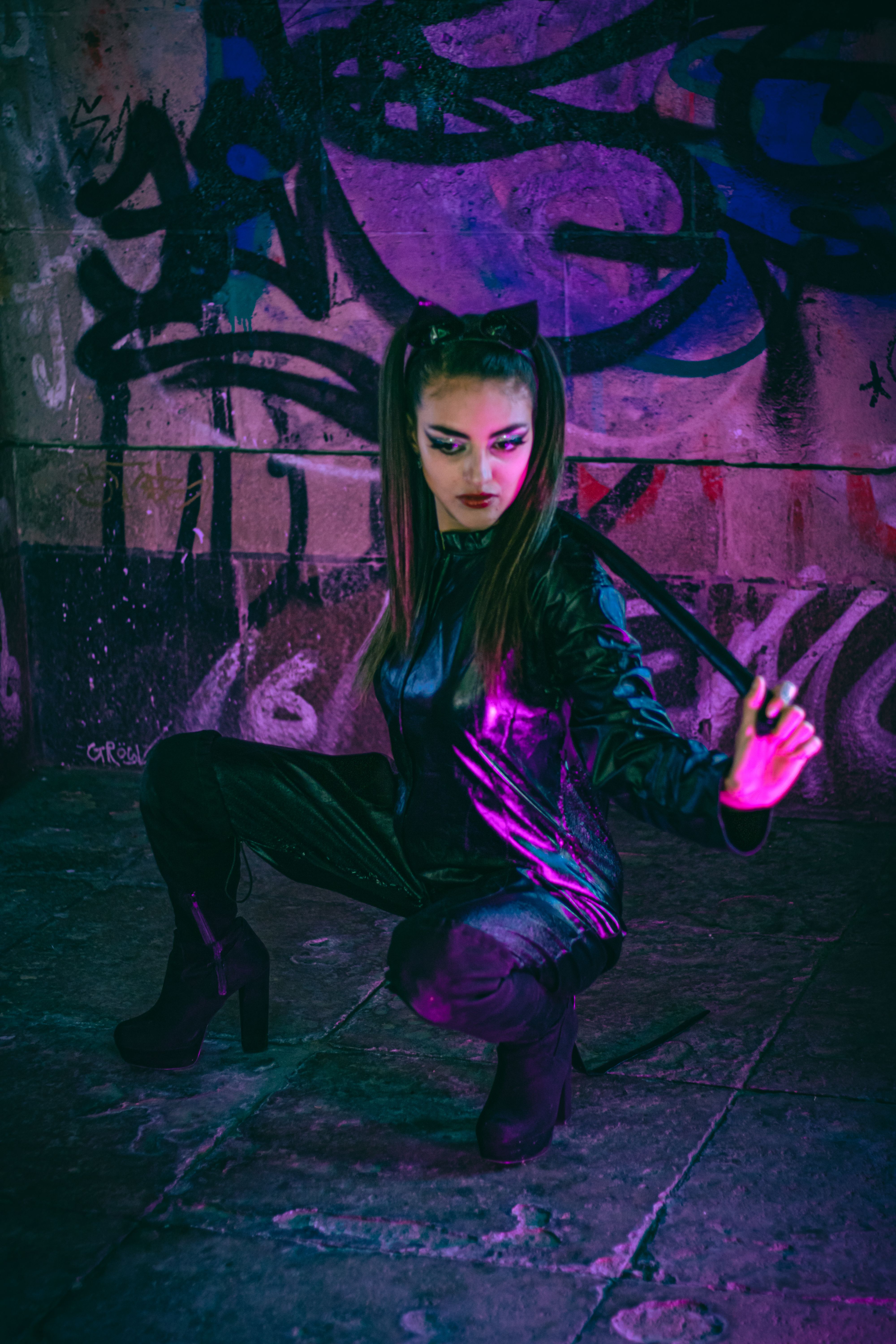 Cosplay Performance in Urban Graffiti Setting · Free Stock Photo