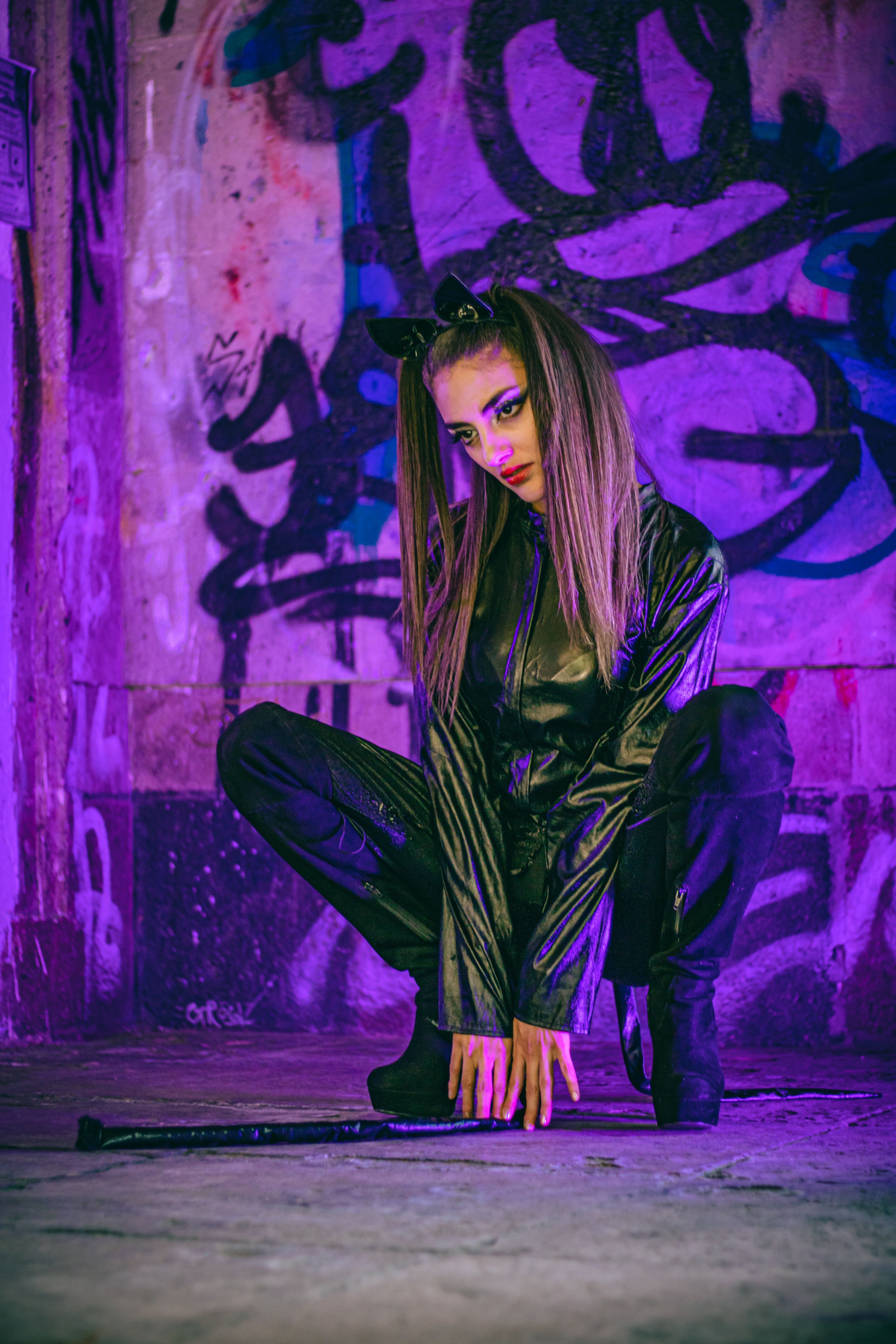Vibrant Cosplay Portrait in Urban Graffiti Setting · Free Stock Photo