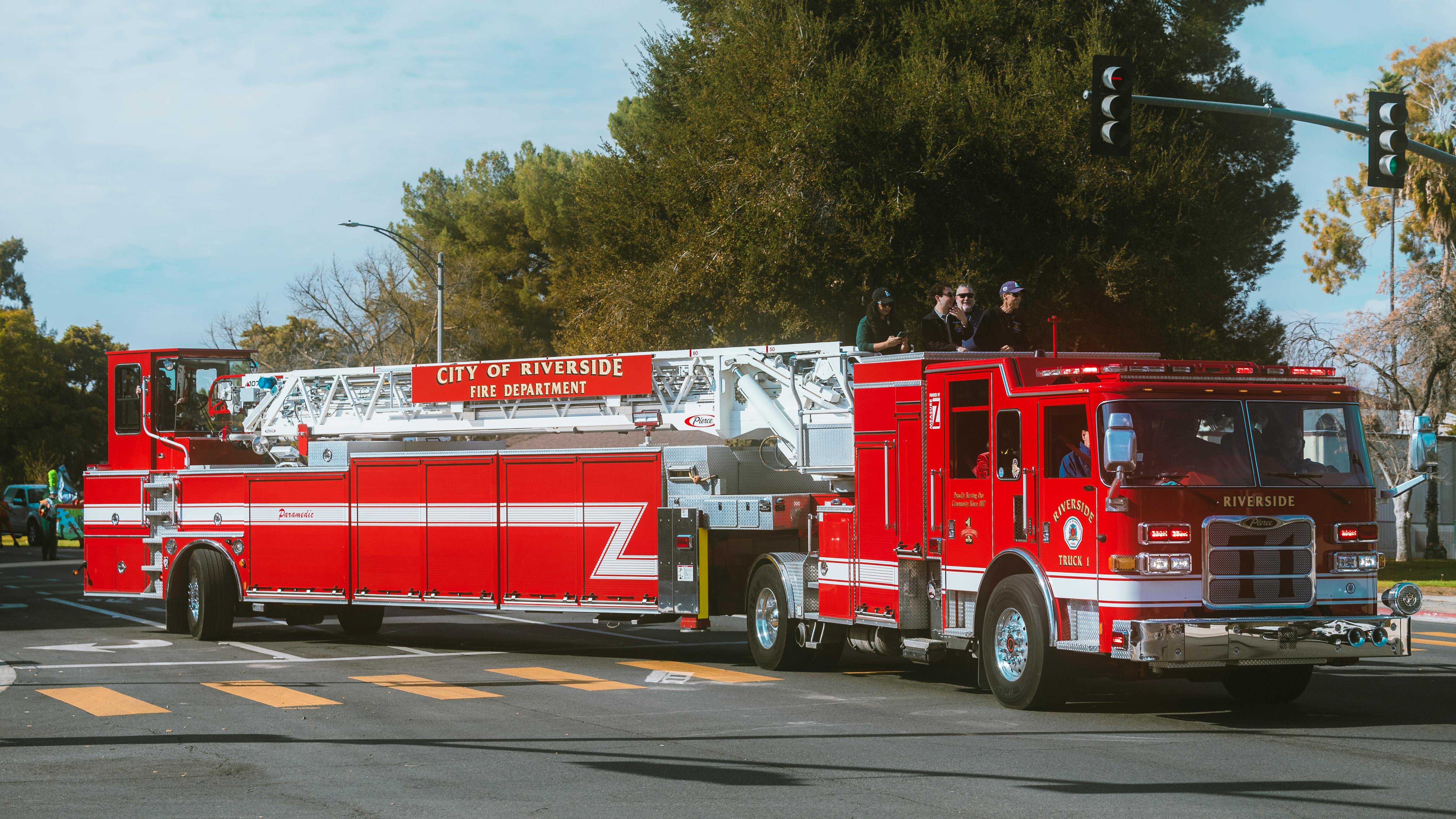 City of Riverside Fire Department Truck on Street · Free Stock Photo