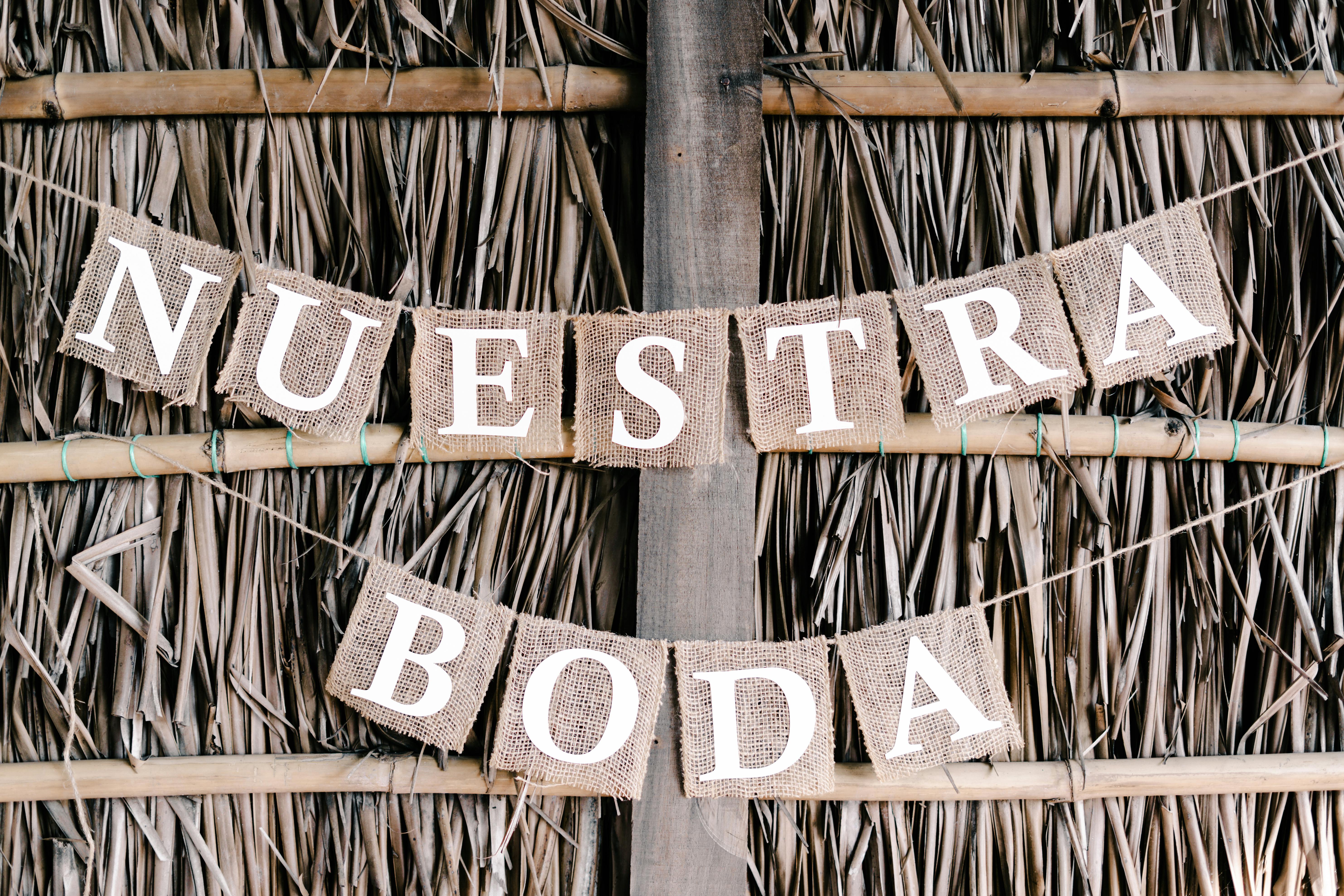 Rustic Wedding Banner on Straw Background · Free Stock Photo
