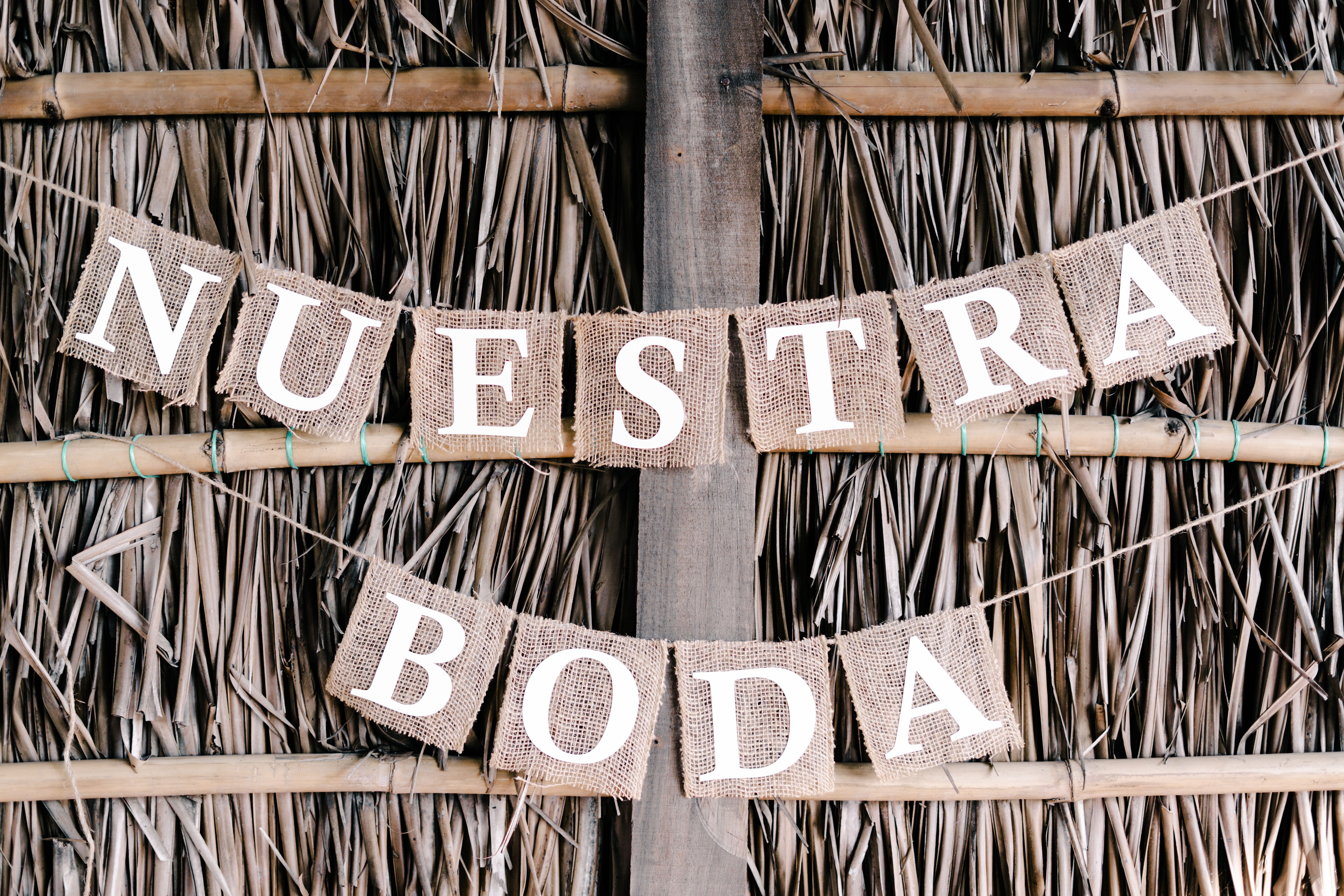 Rustic Wedding Banner on Straw Background · Free Stock Photo