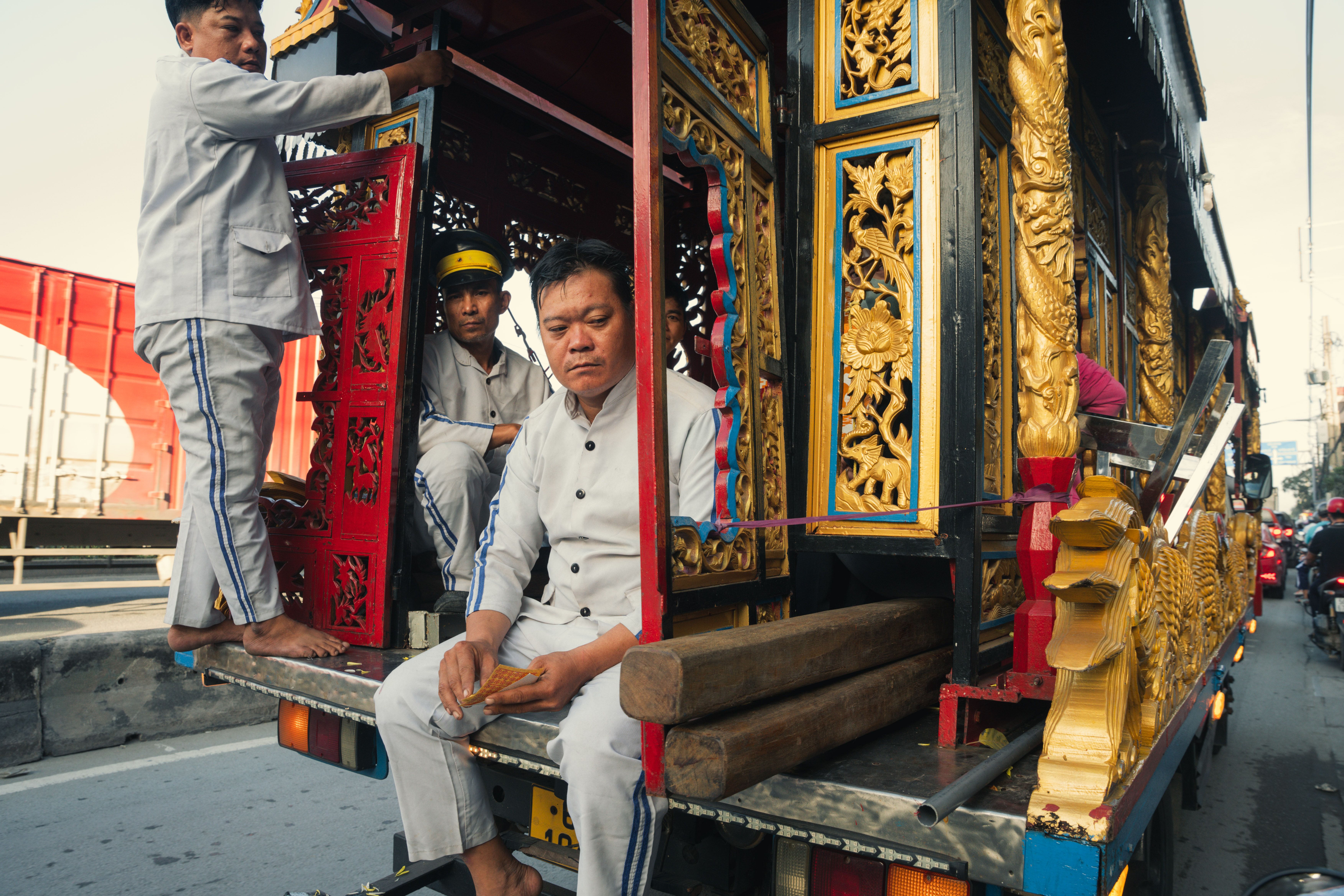 Traditional Street Scene with Ornate Vehicle · Free Stock Photo