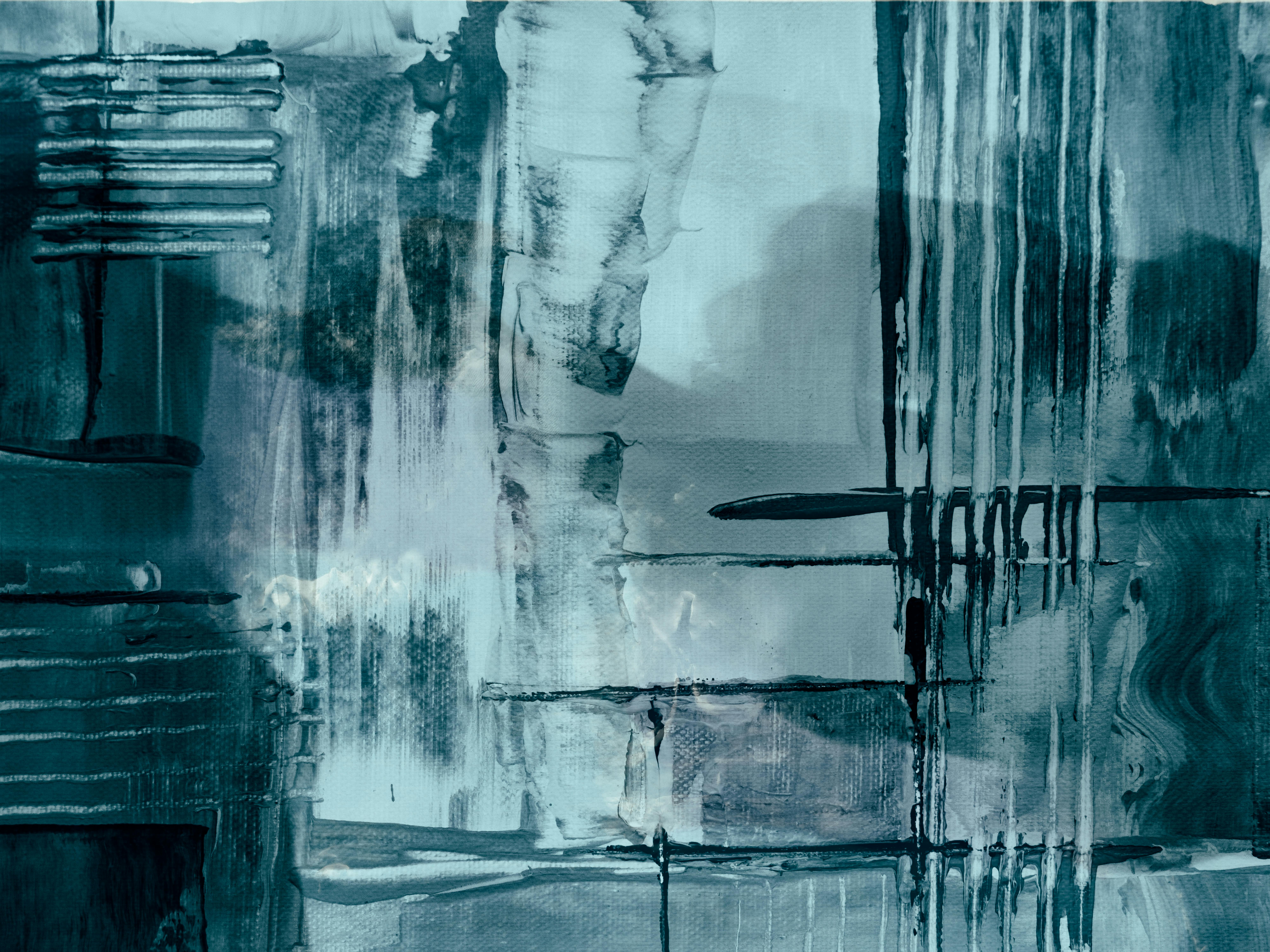 Modern Abstract Expressionist Art in Blue Hues · Free Stock Photo