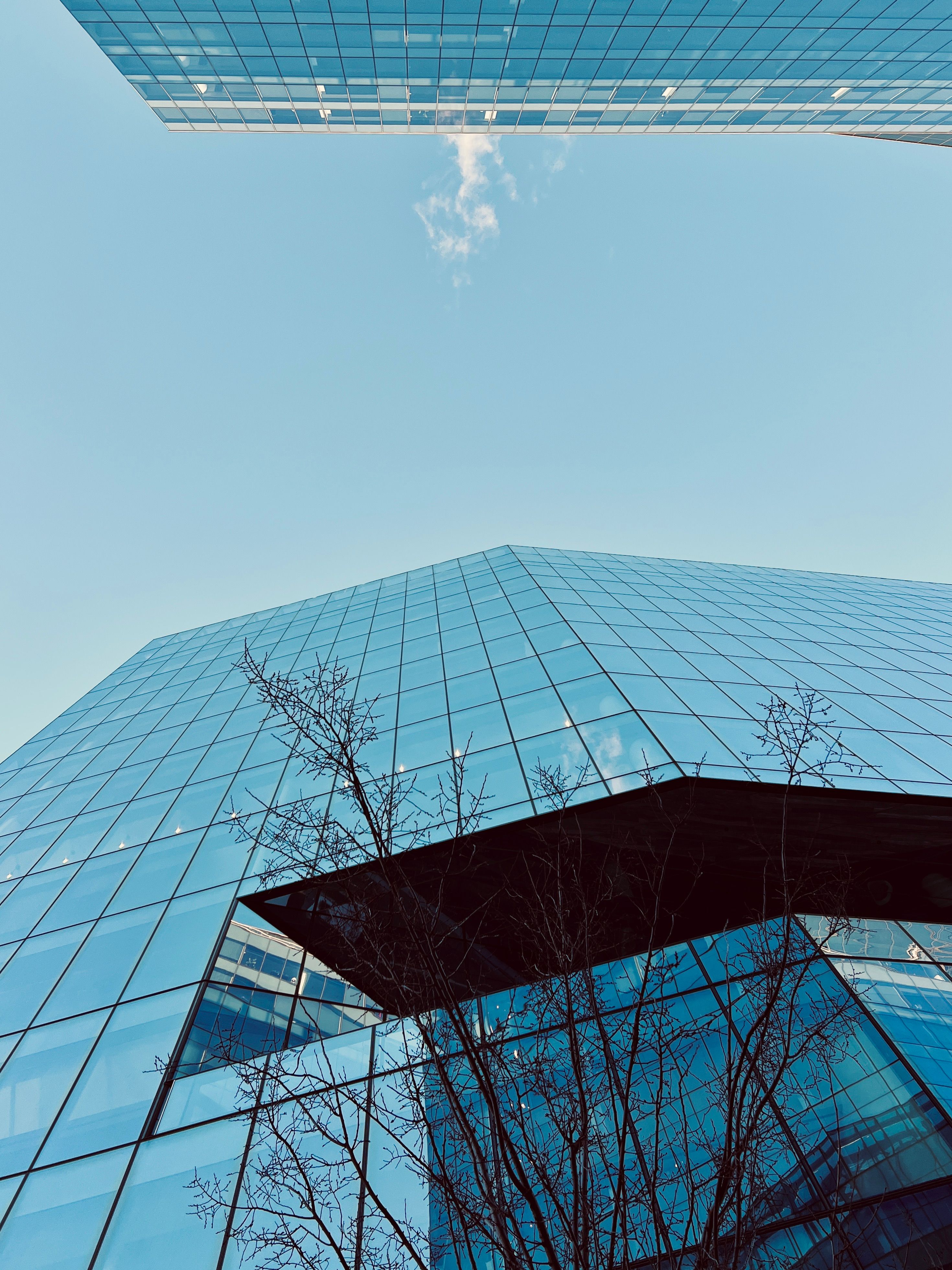 Modern Glass Skyscraper Against Clear Sky · Free Stock Photo