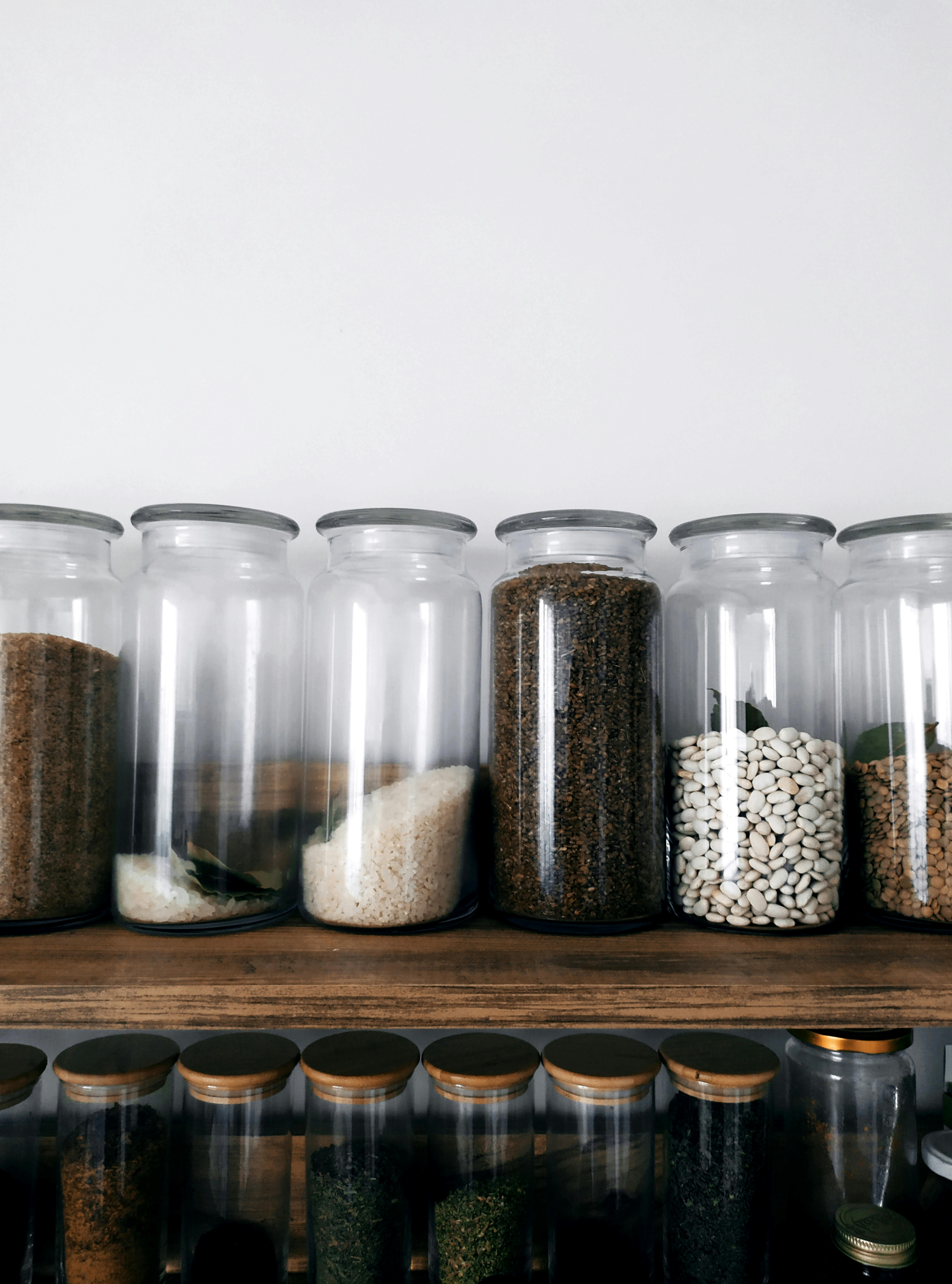 Organized Glass Jars with Grains and Spices · Free Stock Photo