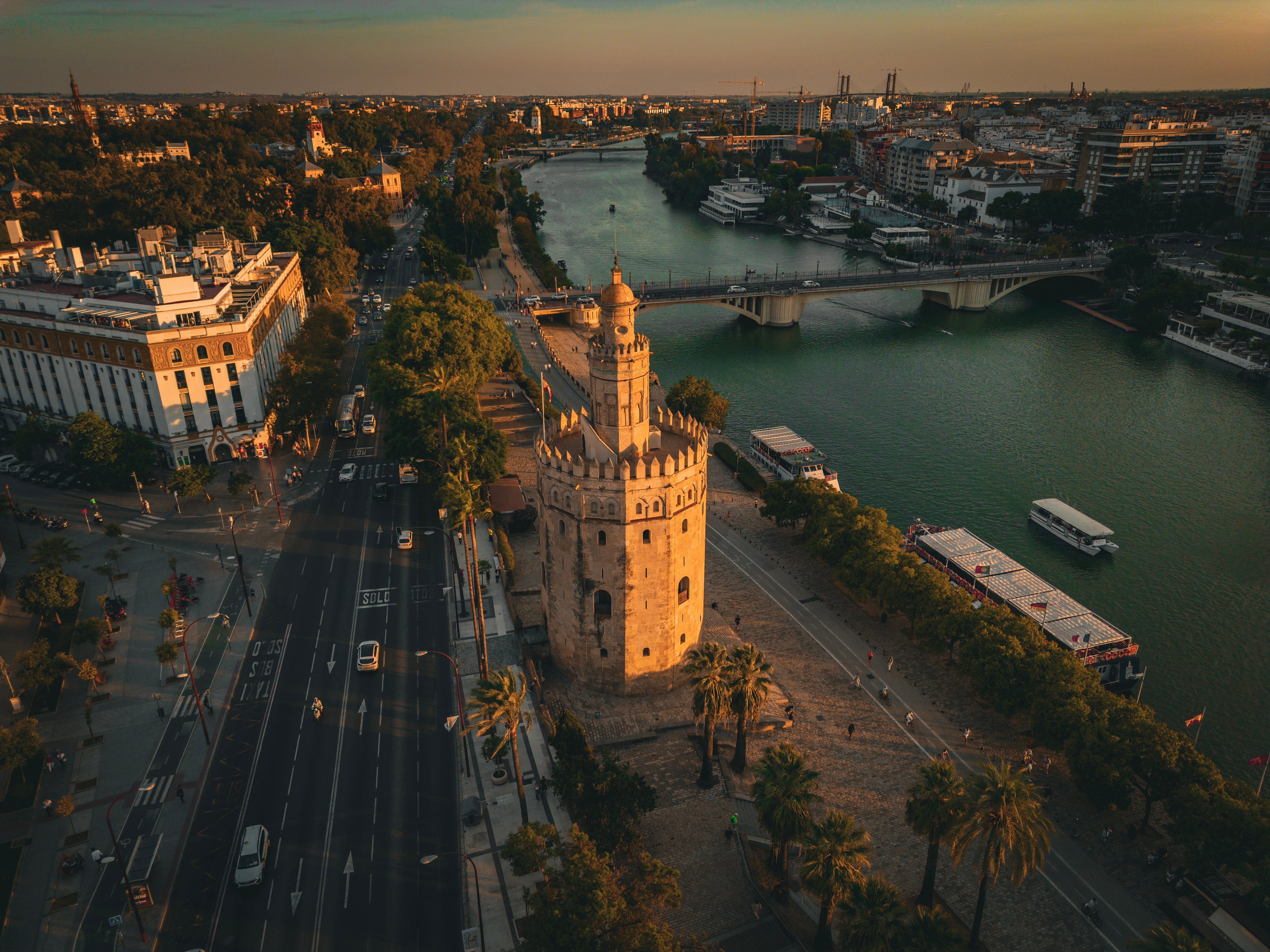 Aerial View of Torre del Oro and Guadalquivir River · Free Stock Photo