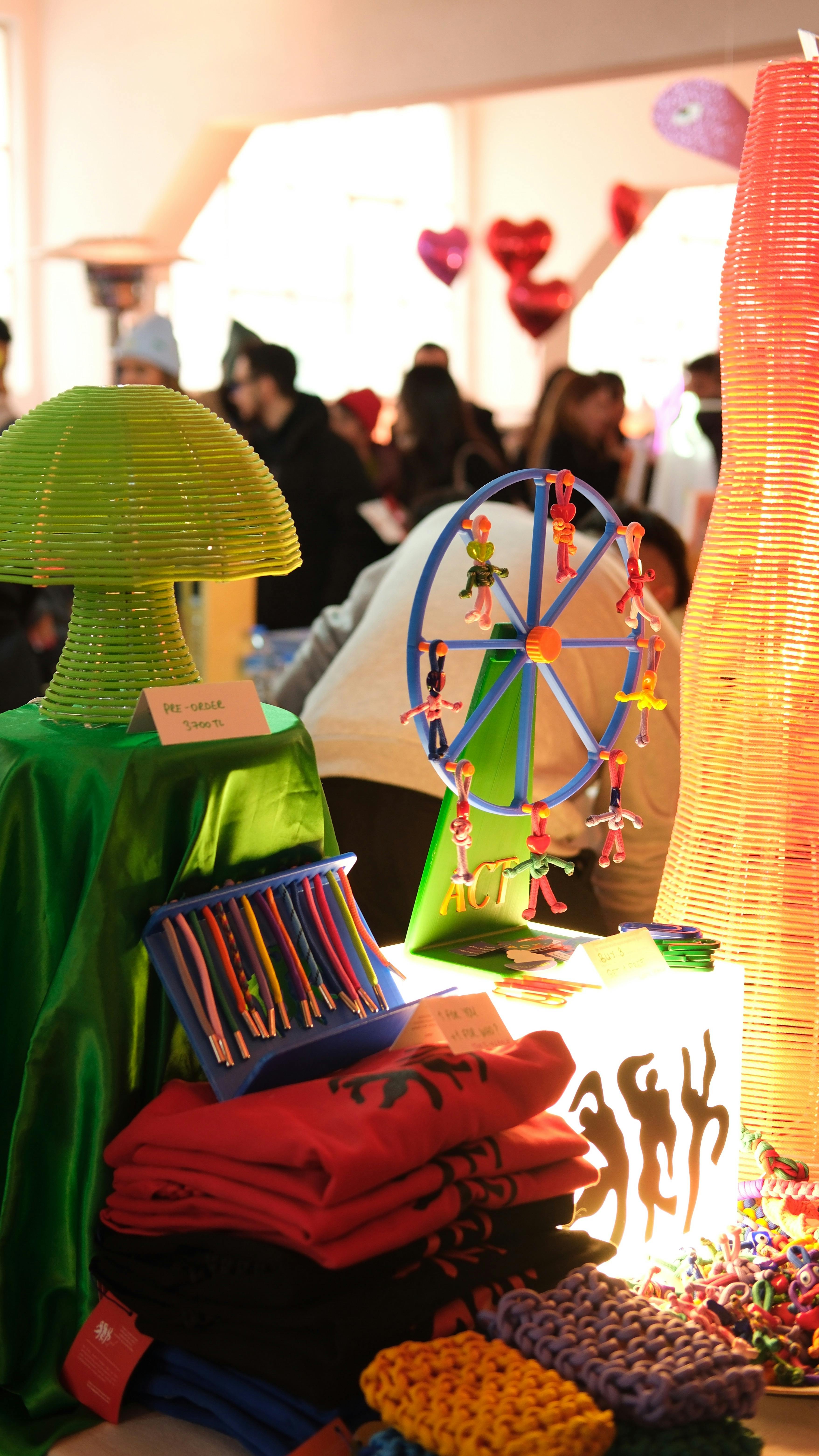 Colorful Craft Fair Display with Unique Art · Free Stock Photo